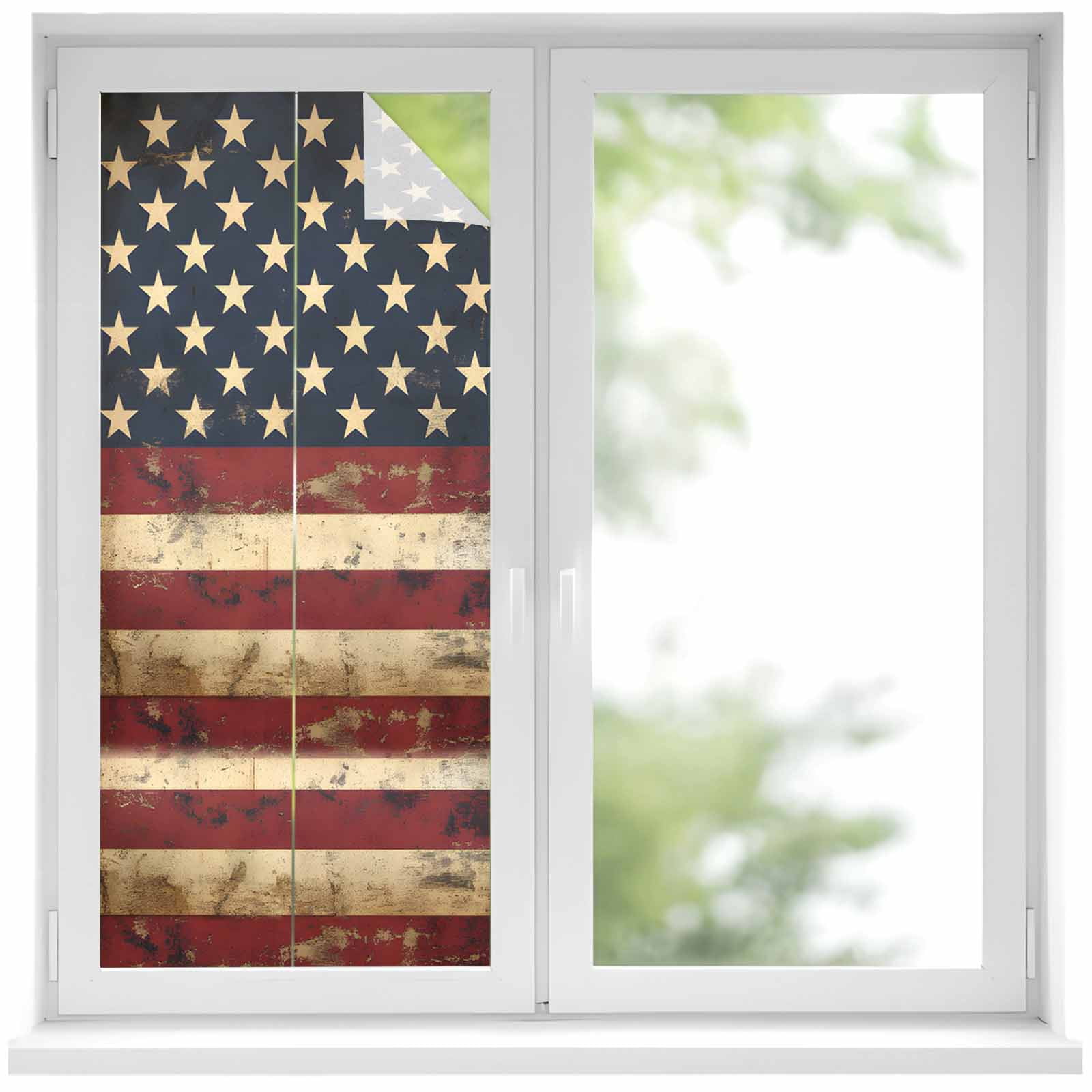 Retro American Flag Window Privacy Film, Vintage Shabby US Flag Static ...