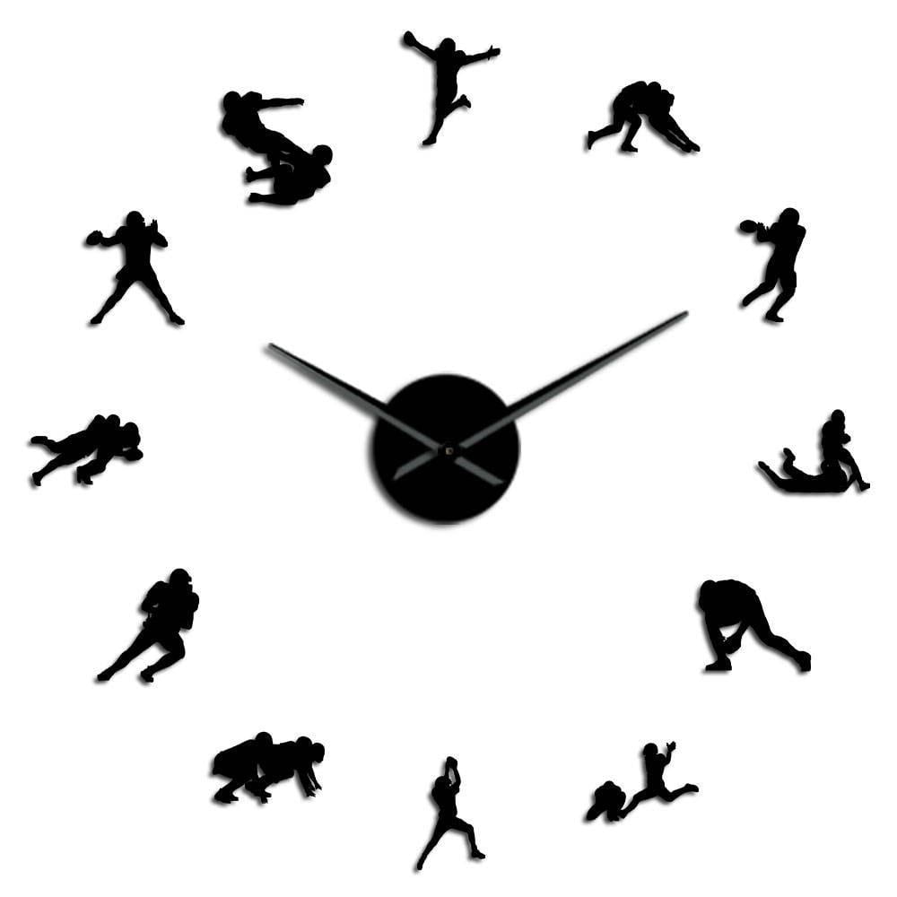 Retro American Football Sport Large DIY Wall Clock Rugby Wall Art Big ...