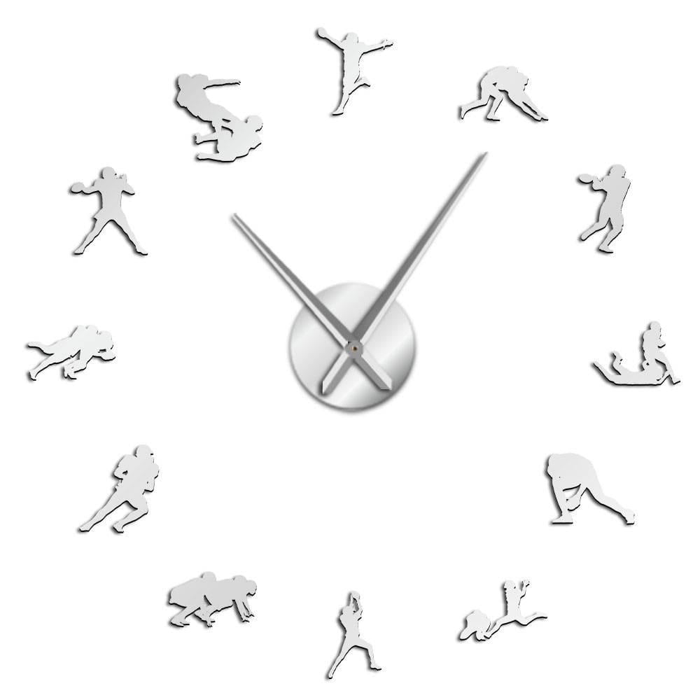 Retro American Football Sport Large DIY Wall Clock Rugby Wall Art Big ...