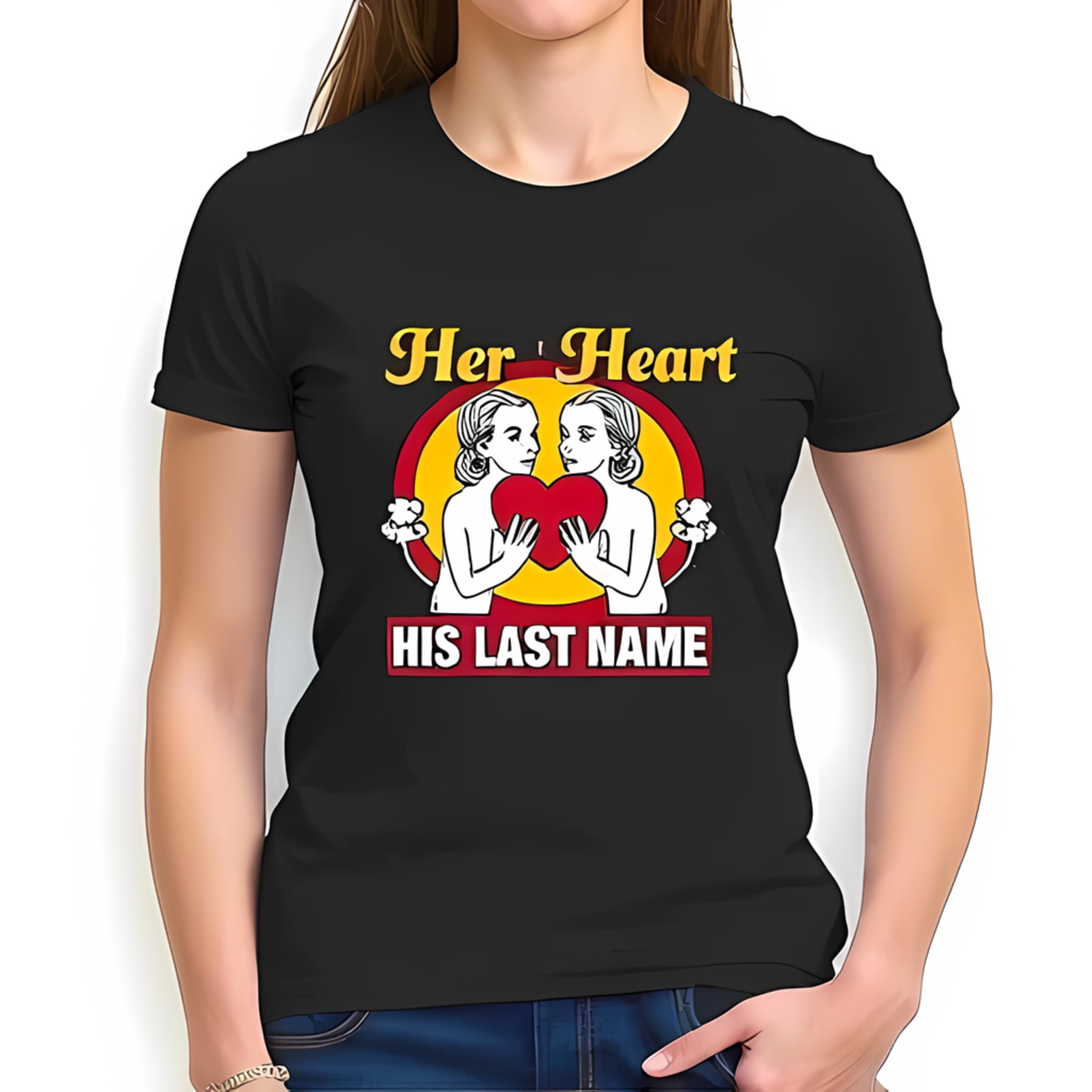 Retro Angelic Graphic Cotton Short Sleeve T-Shirt - " Her Heart ...