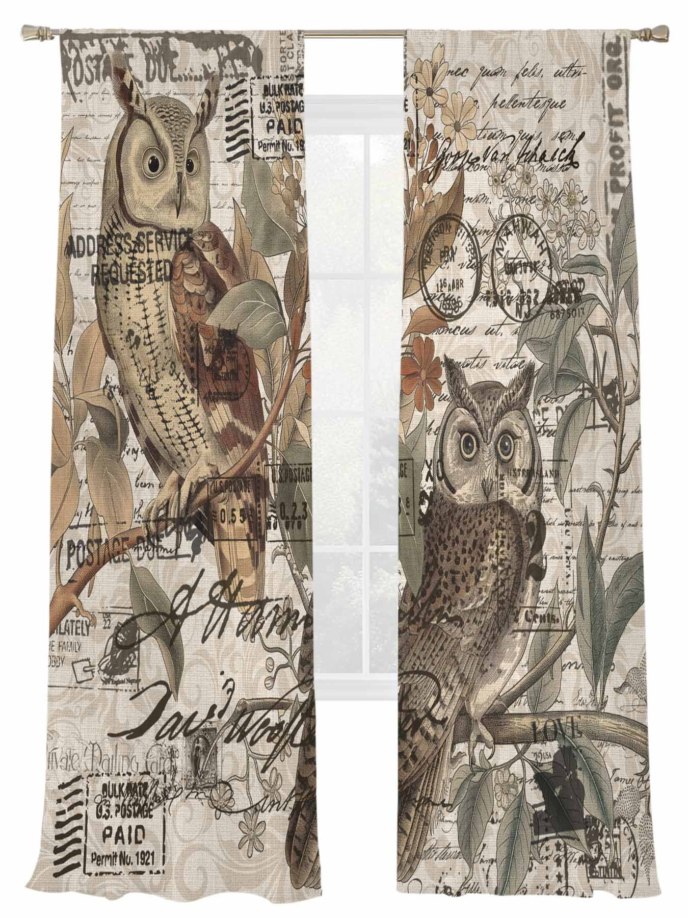 Retro Animal Print Sheer Curtains 108 inches Long 2 Panels Set Rustic ...