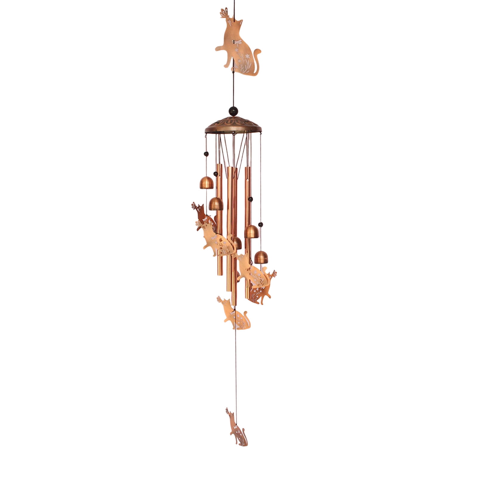 Retro Animal Wind Chime with 4 Metal Tubes Bell S-shaped Hook Natural ...