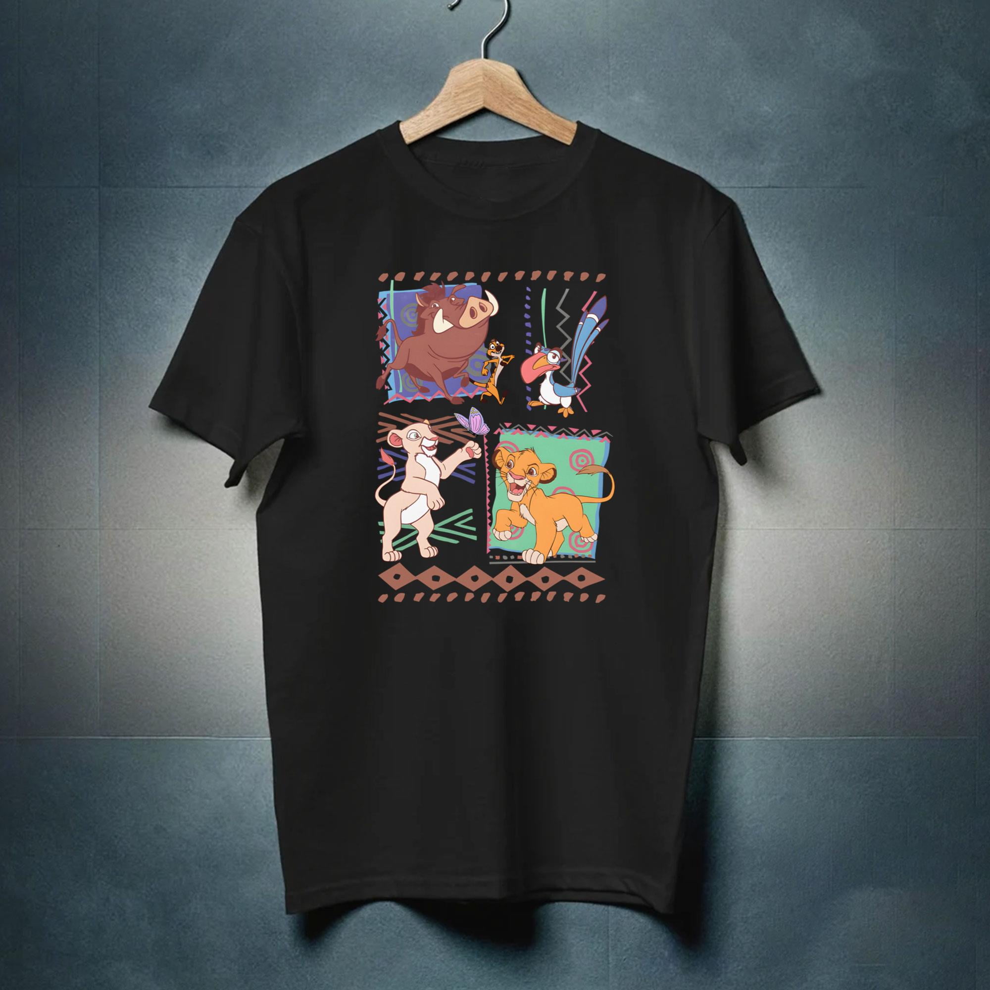 Retro Animated Movie Graphic Tee – Simba and Timon Tribute Shirt ...