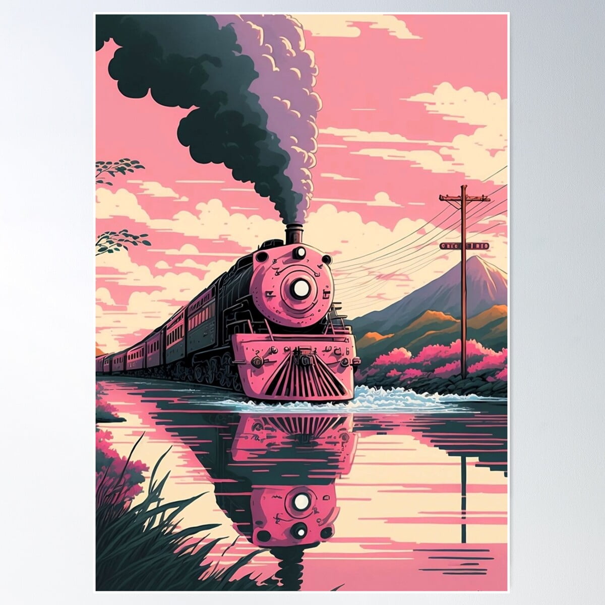 Retro Anime Style Old Japanese Train Poster Wall Art, Modern Wall Decor ...