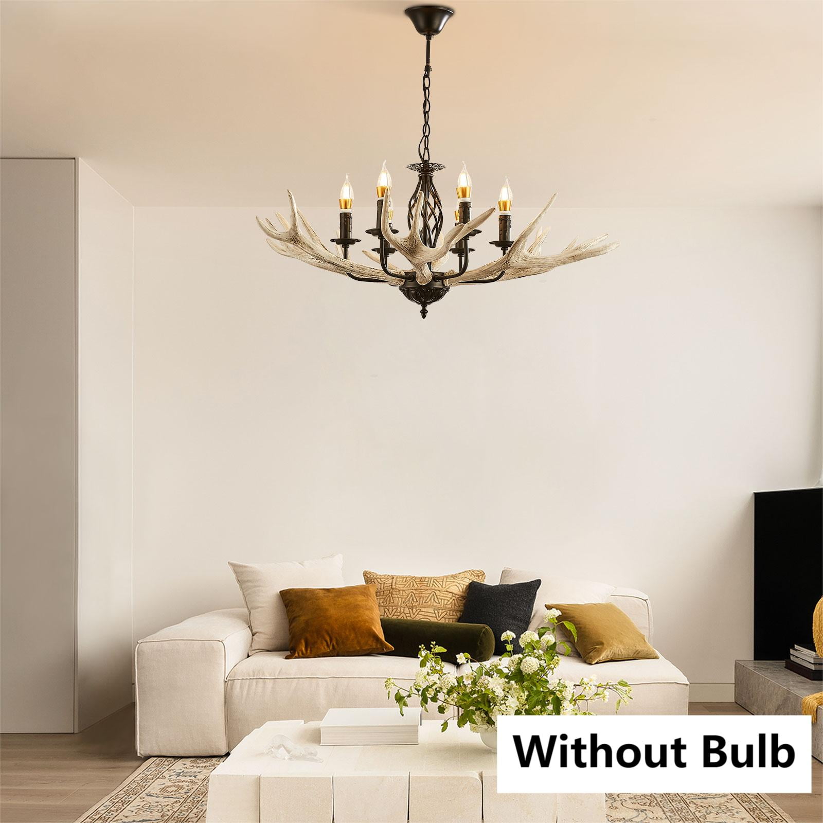 Retro Antler Chandelier 6 Light Deer Horn Restaurant Dining Pendant ...