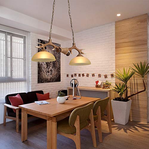 Retro Antler Chandelier Deer Horn Pendant Hanging Island 2 Light Sunset ...