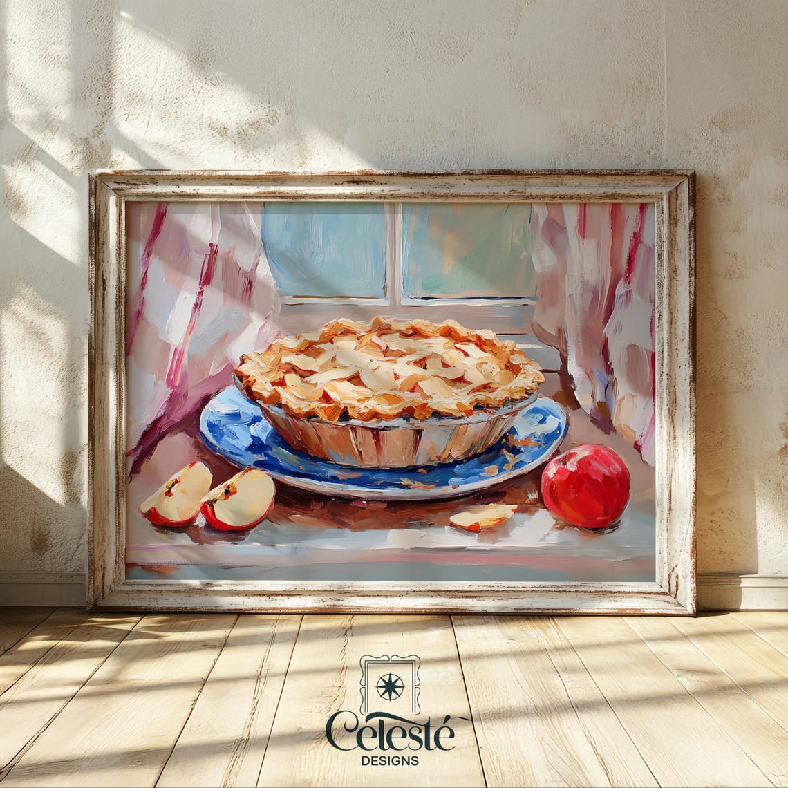 Retro Apple Pie Print, Girly Pink Aesthetic, Kitchen Wall Art ...