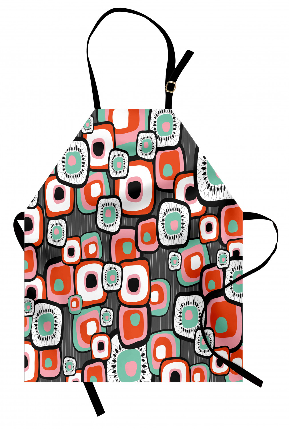 Retro Apron Funky Square Shaped Lava Flowers with Abstract Inner Forms ...
