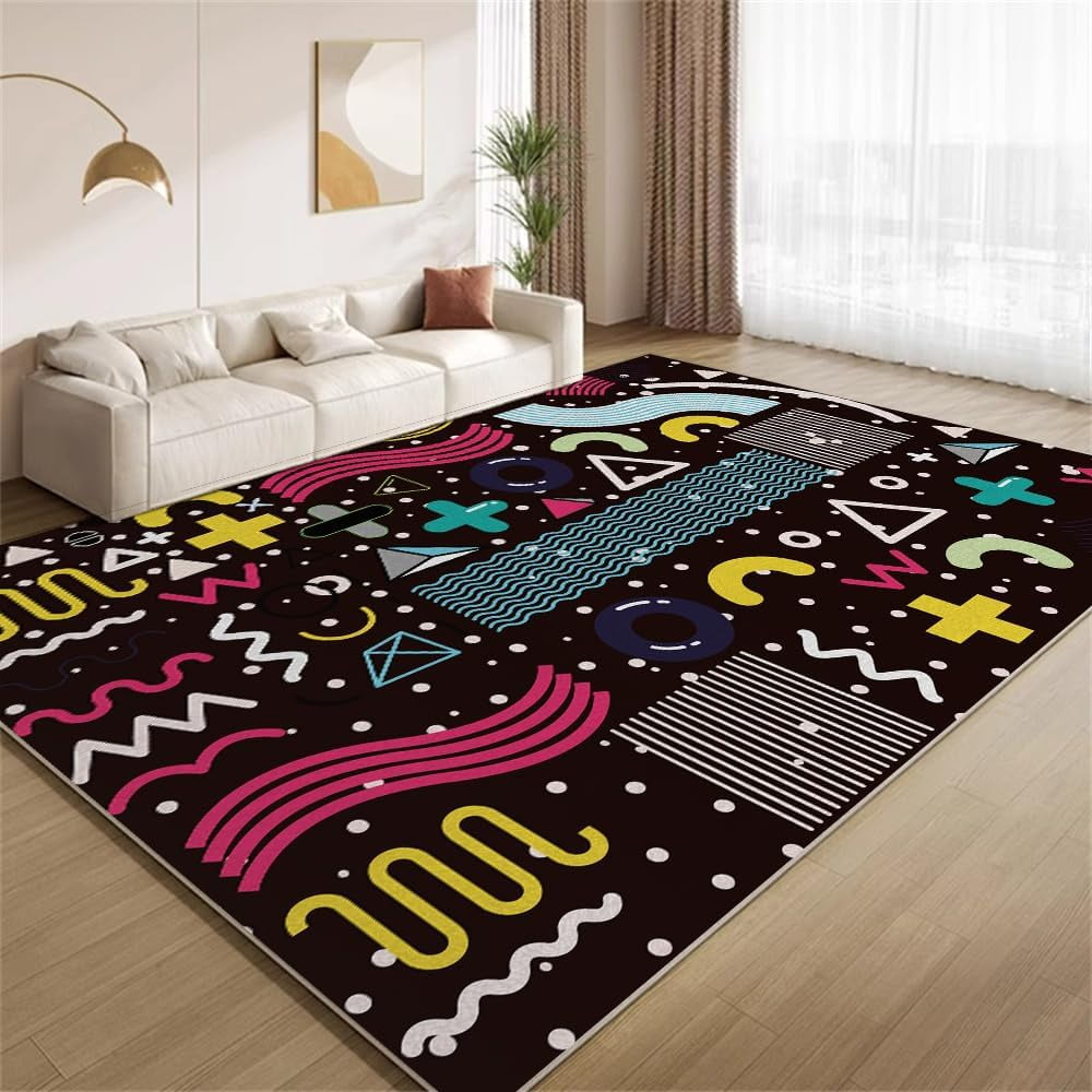 Retro Arcade 3x5ft Living Room Carpet - Bowling Alley Design, Colorful ...