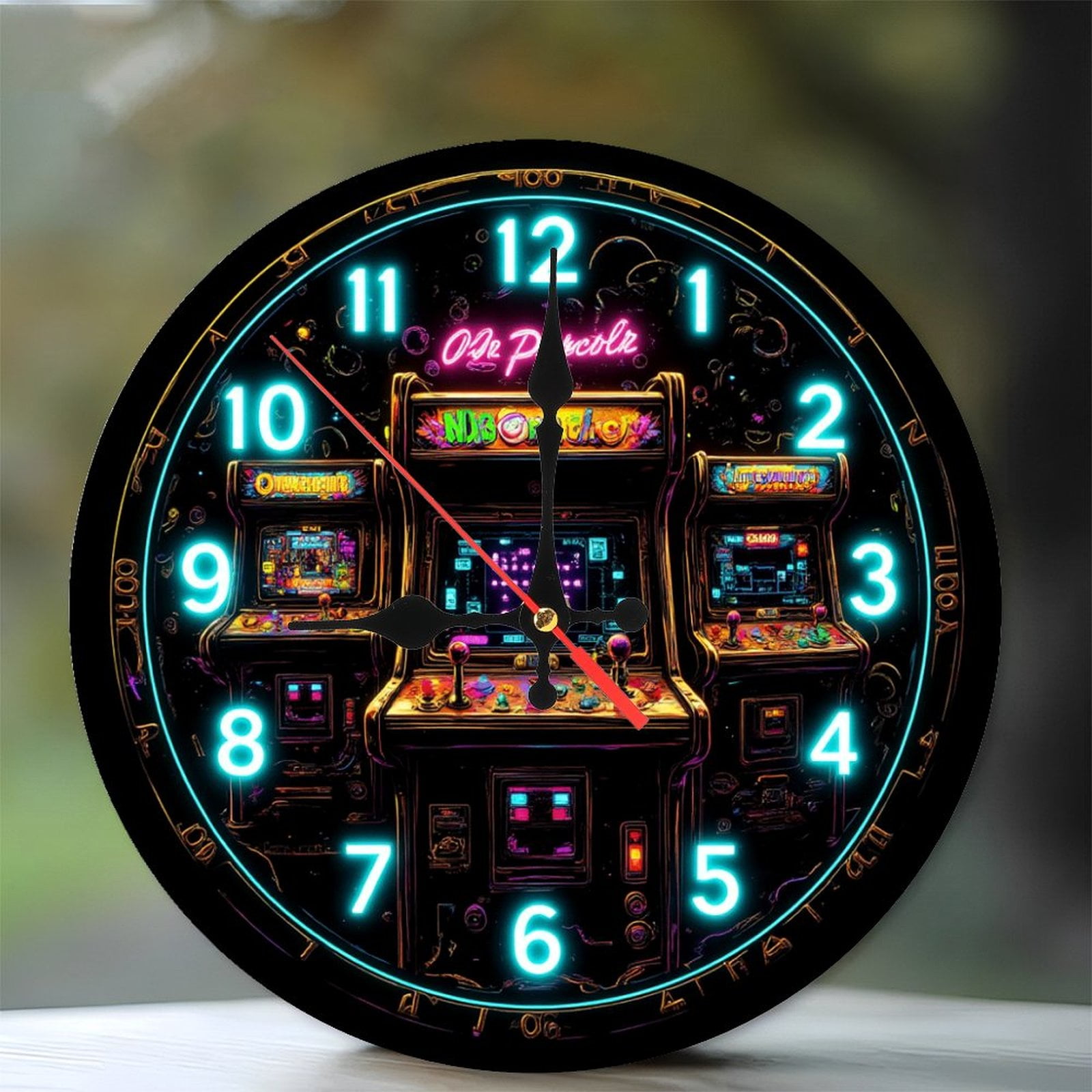 Retro Arcade Clock Wall Art Decor 10-Inch Silent Wooden Wall Clock ...