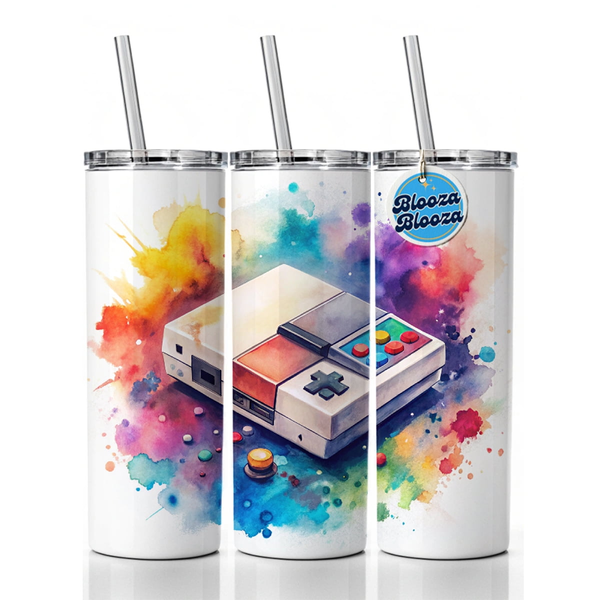 Retro Arcade Console System Watercolor 20oz Insulated Water Bottle ...