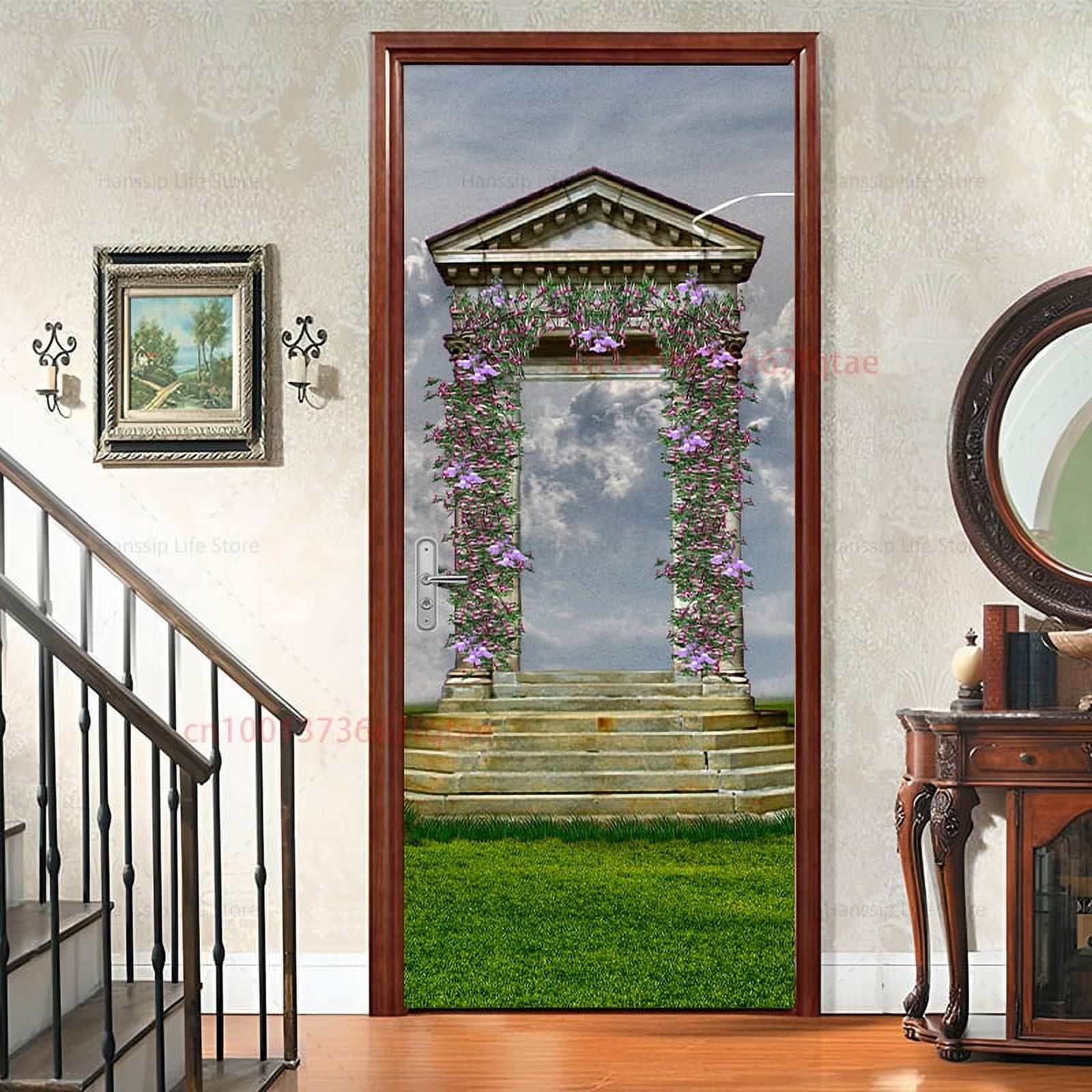 Retro Arched Door Stickers Self Adhesive PVC Stairs Door Sticker ...