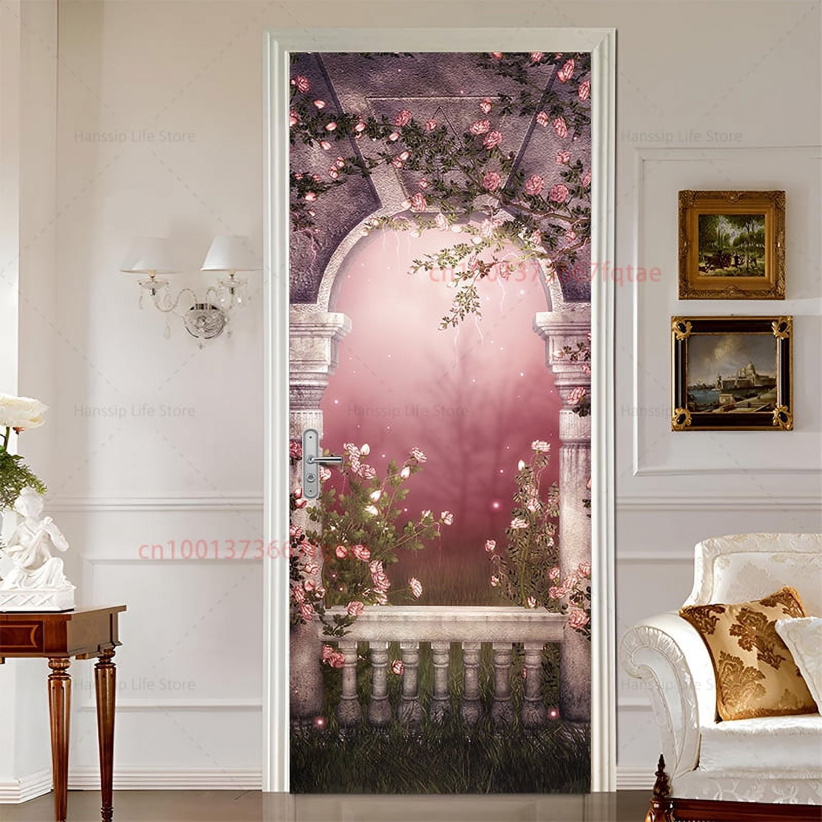 Retro Arched Door Stickers Self Adhesive PVC Stairs Door Sticker ...