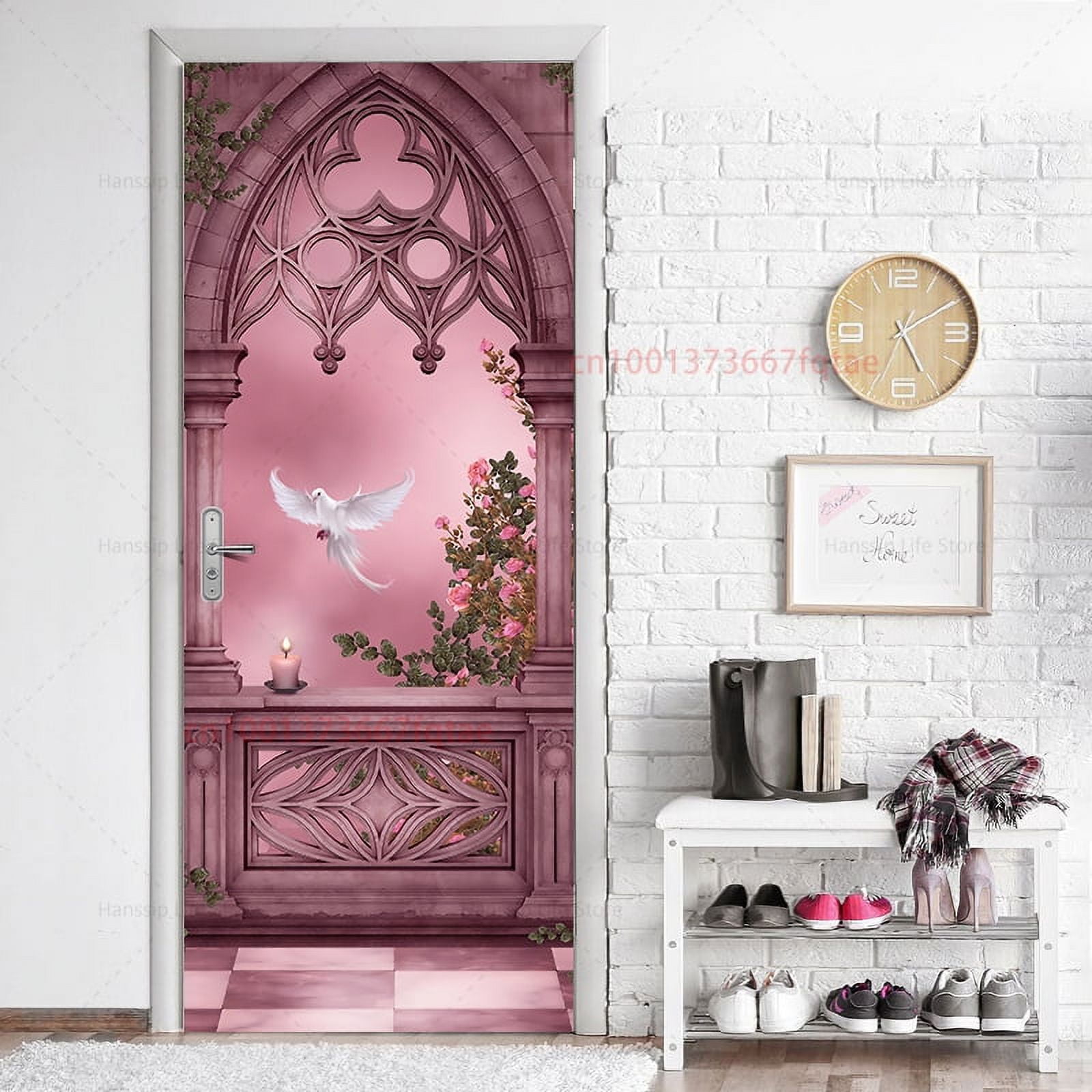 Retro Arched Door Stickers Self Adhesive PVC Stairs Door Sticker ...