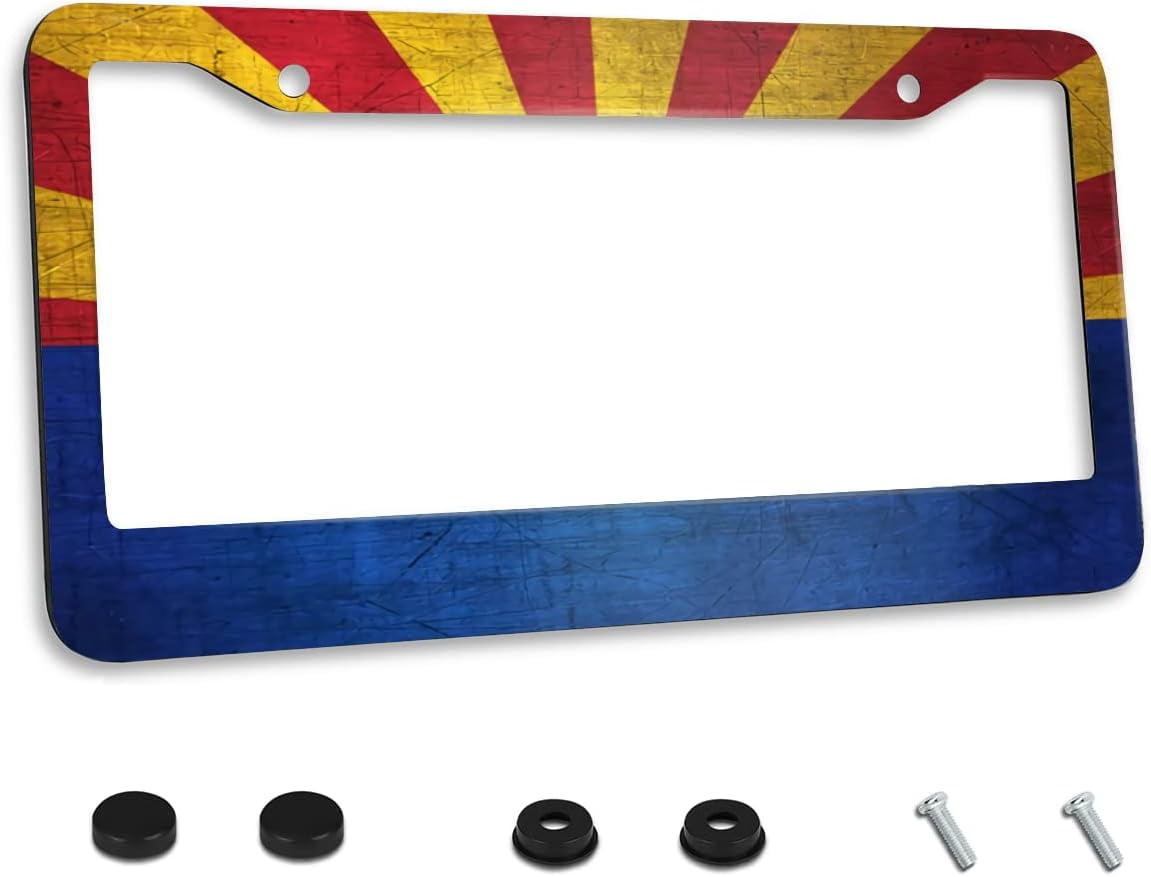 Retro Arizona State Flag License Plate Frame Stainless Steel Car ...
