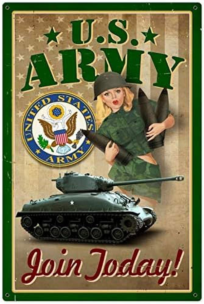 Retro Army Pinup Metal Tin Signs 8 x 12 Inch Wall Decor Sign for Coffee ...