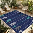 Retro Arrows Outdoor Rug 5x8 ft Green Black Gray Arrows Blue Background ...