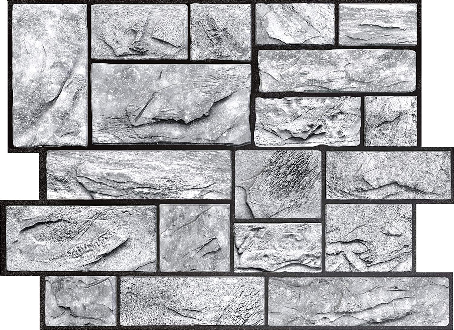 Retro-Art 3D Wall Panels, Natural Grey Stone Blocks, PVC, 17.5" x 23.75 ...