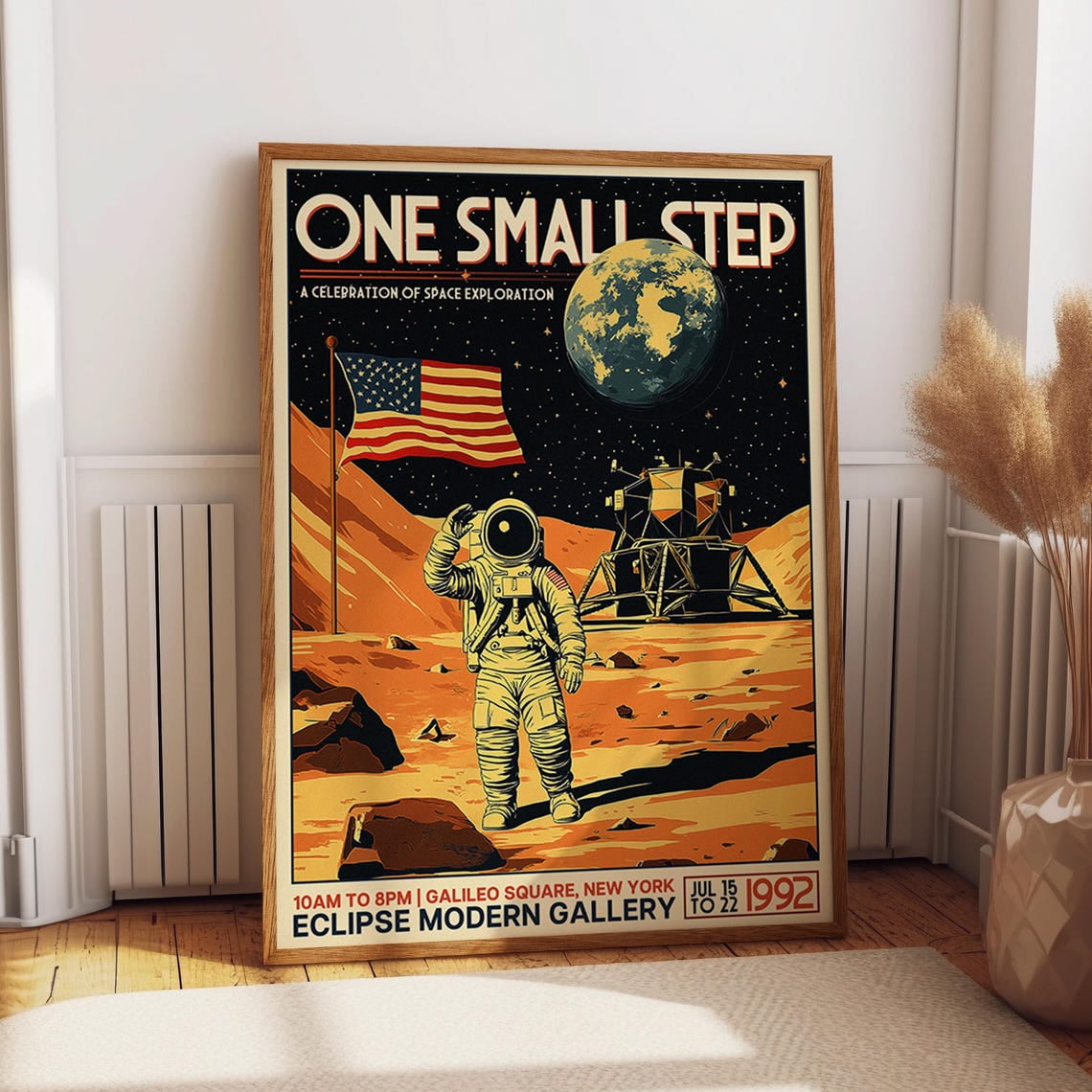 Retro Astronaut Moon Landing Poster – Apollo Era Space Exploration ...