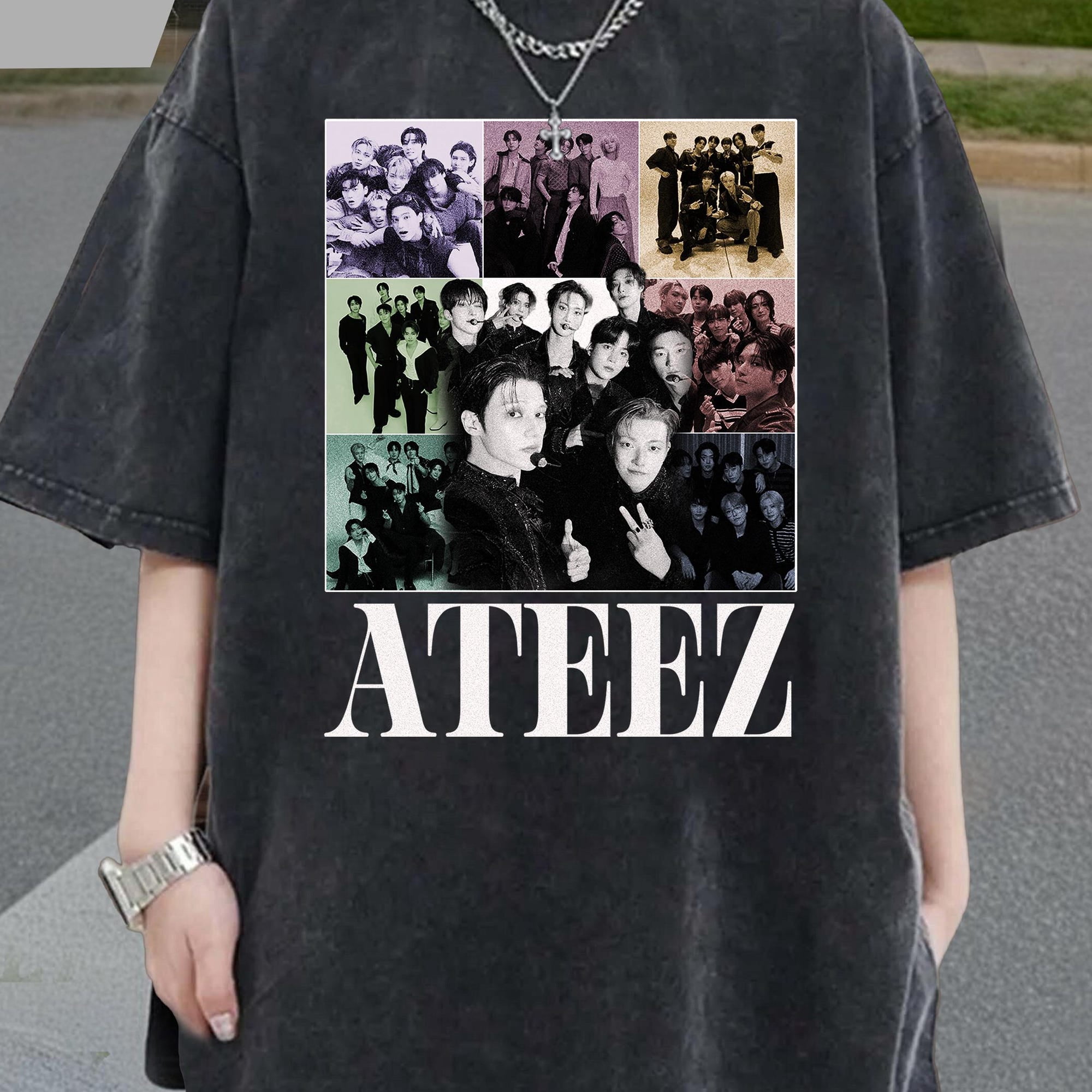 Retro Ateez Kpop T-Shirt | 2025 World Tour Graphic Tee with Bold Text ...