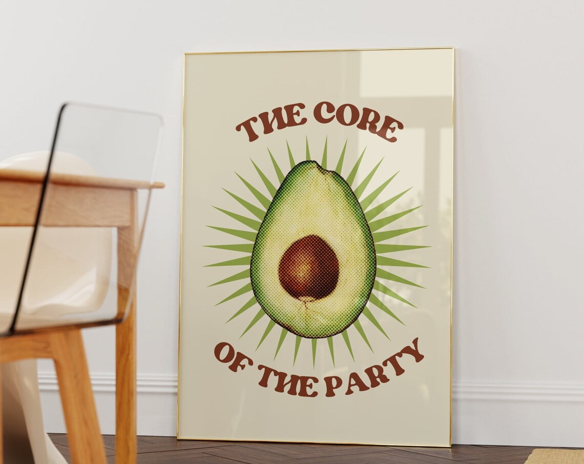 Retro Avocado Poster • Sage Green Vintage Poster • Funny Kitchen Vegan ...
