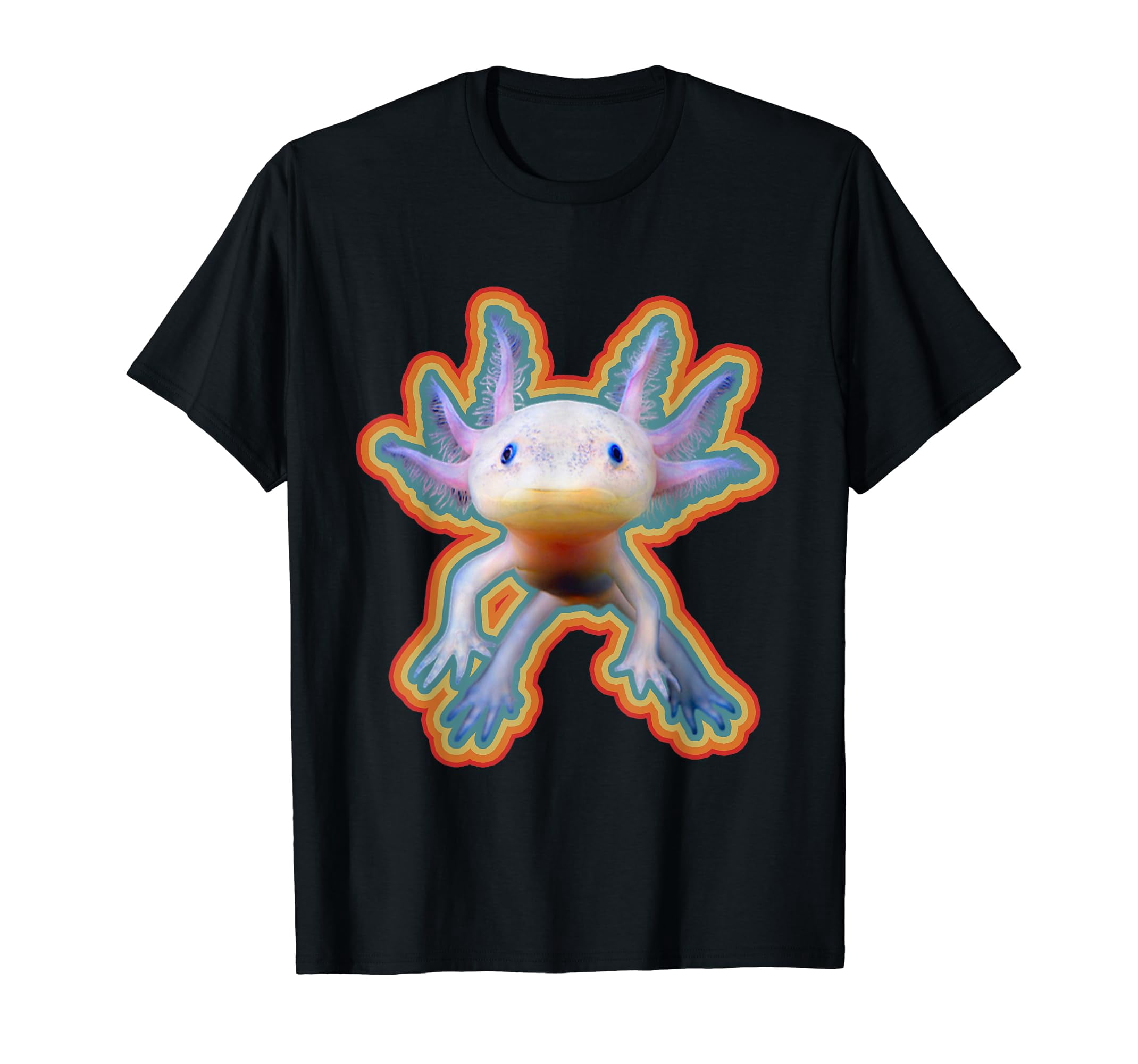 Retro Axolotl Mexican Walking Fish Cute Amphibian Axolotl T-Shirt ...