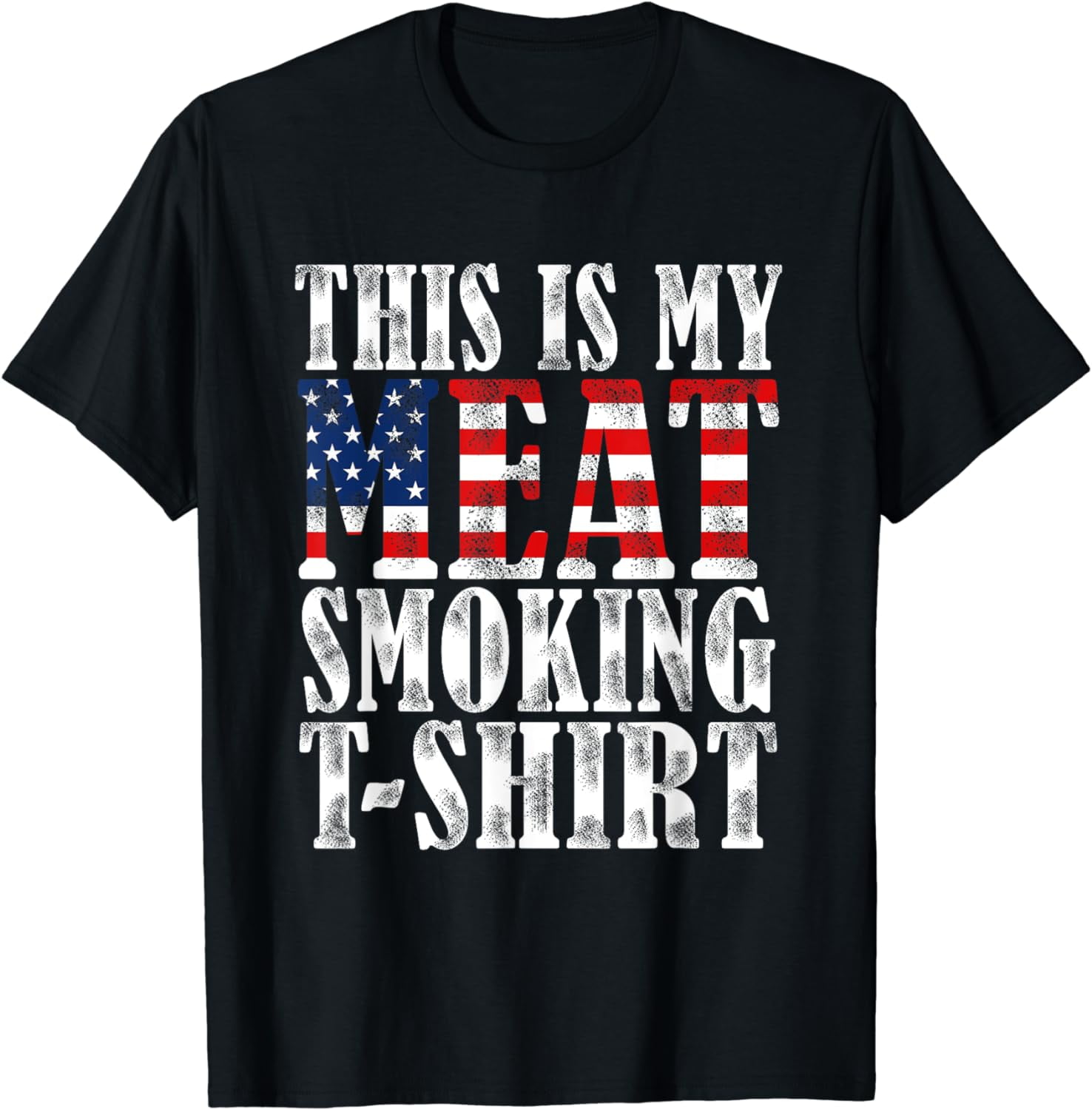 Retro BBQ Smoker Vintage US Flag This Is My Meat Smoking Cotton T-Shirt ...
