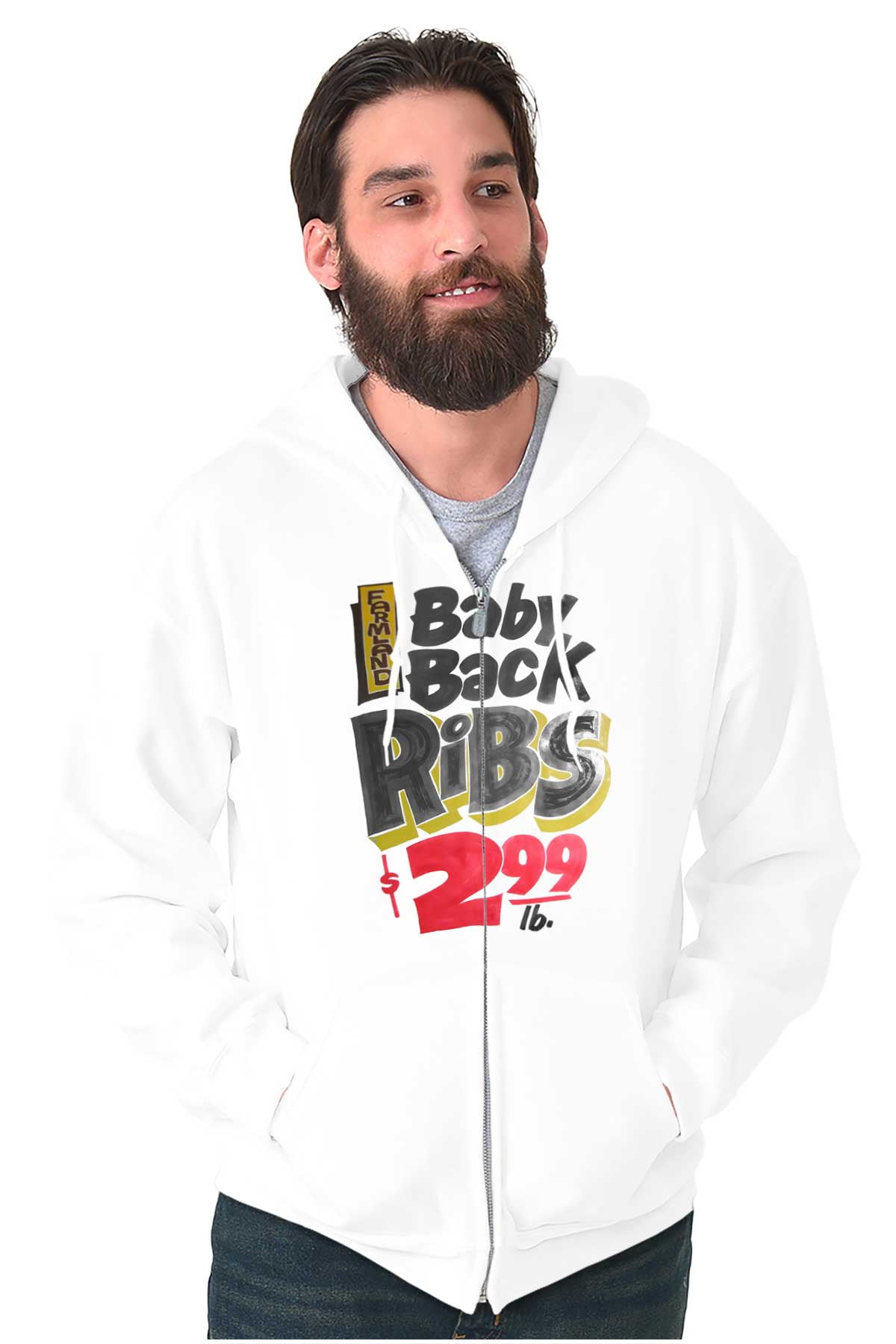 Retro Baby Back Ribs Food Poster Unisex Fleece Graphic Zip Up Hoodie ...