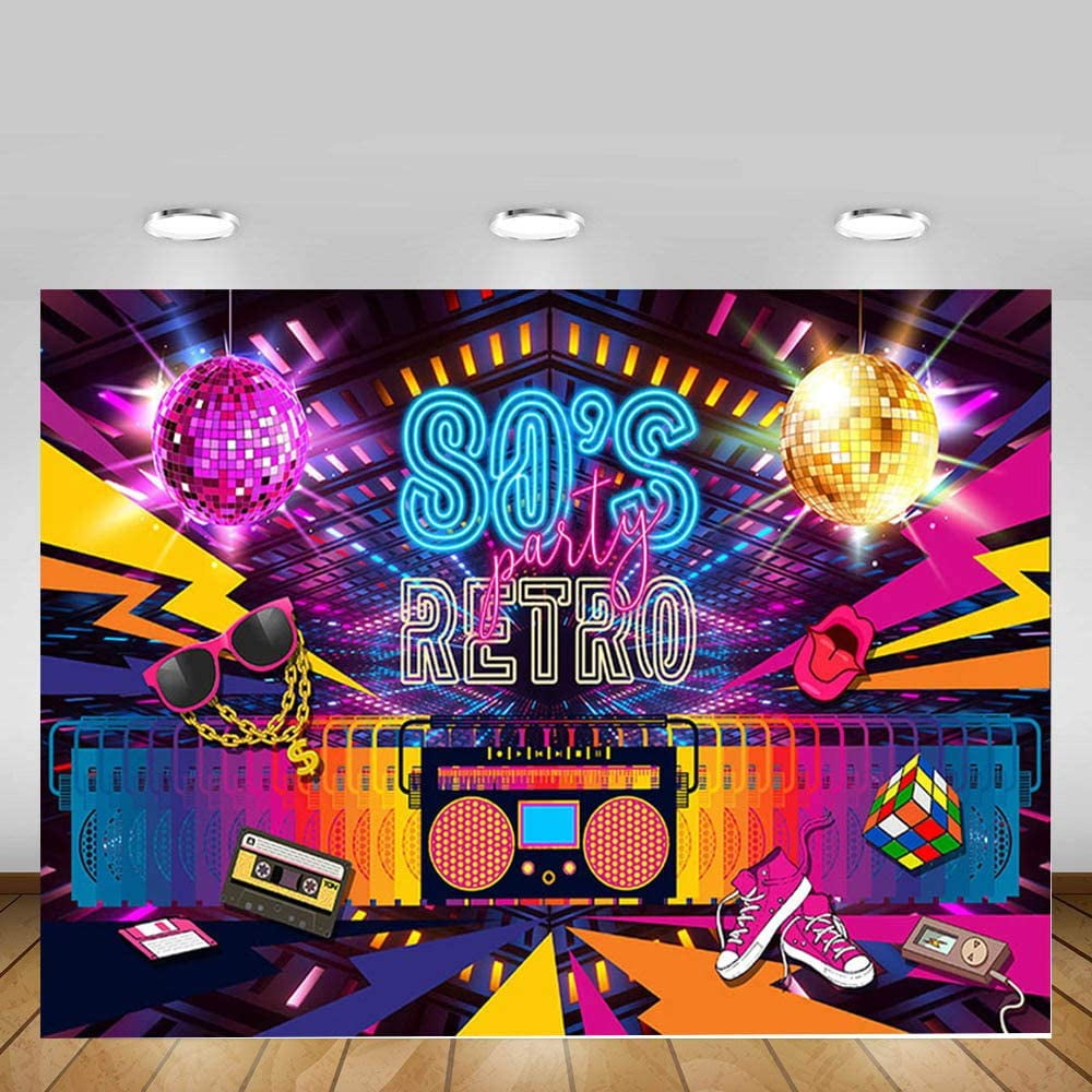 Retro Back to 80s Themed Party Backdrop Banner Photo Studio Booth ...