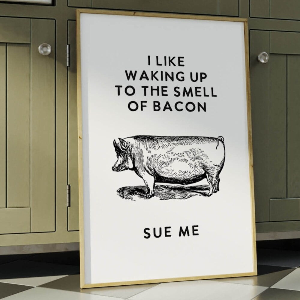 Retro Bacon Kitchen Print Kitchen Wall Decor Kitchen Wall Art Bacon ...