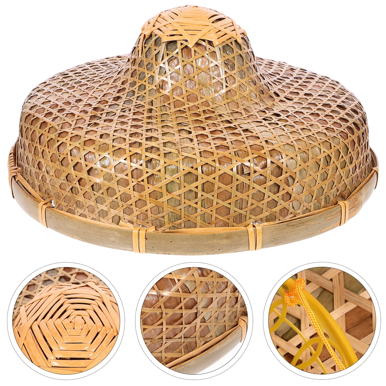 Retro Bamboo Hat Vietnamese Style Bamboo Summer Sun Hat Fisherman Rope ...