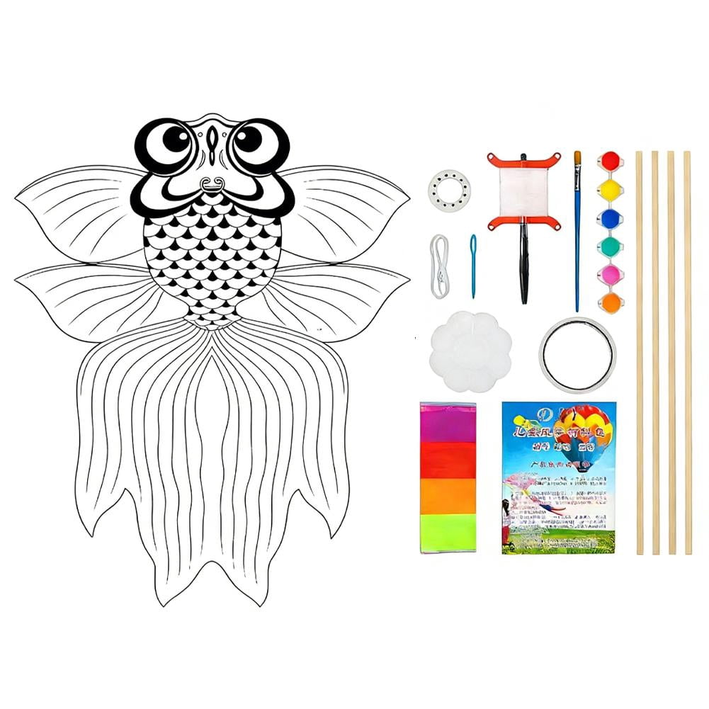 Retro Bamboo Stick DIY Kite Making Kit - Hand-Painted Blank Kite Craft ...