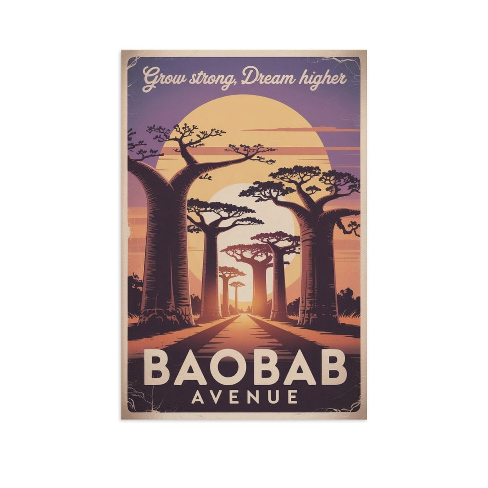 Retro Baobab Avenue Motivational Poster Inspirational Vintage Travel ...