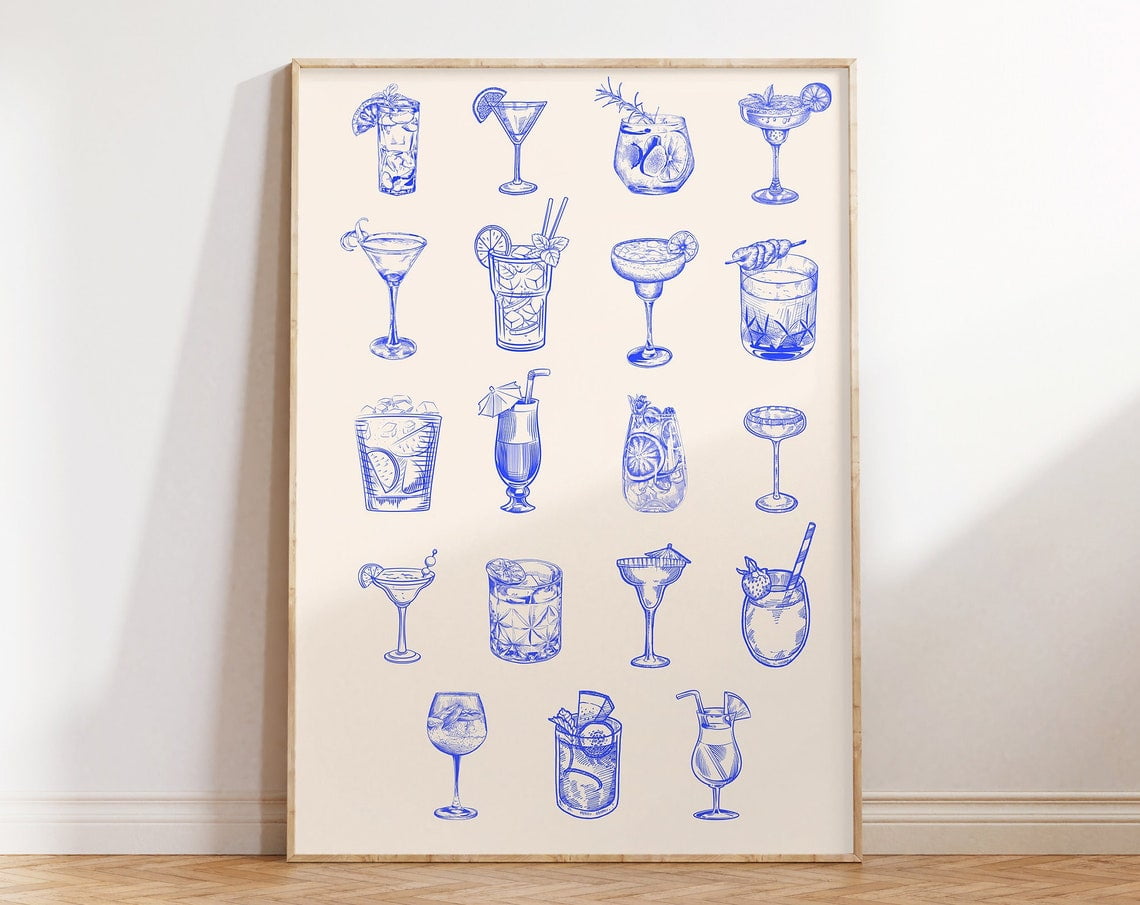 Retro Bar Car Wall Art, Bar Cart Accessories, Bar Cart Print, Bar Sign ...