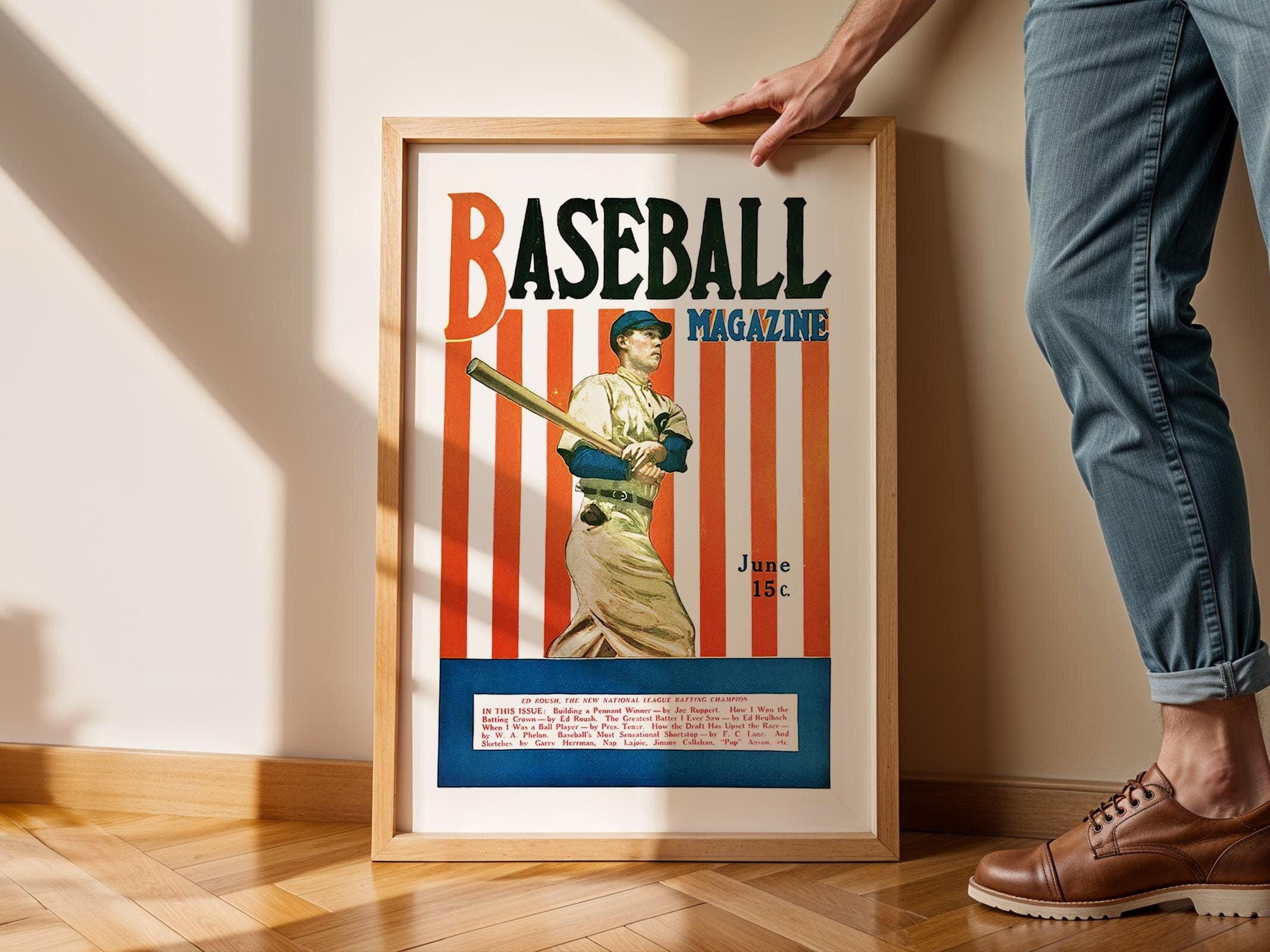 Retro Baseball Art Print – Classic Baseball Poster & Vintage Sports Fan ...
