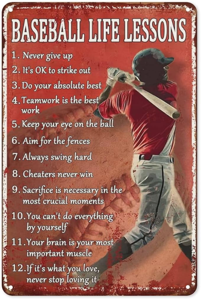 Retro Baseball Tin Sign Vintage Baseball Decor For Boys Room Baseball ...