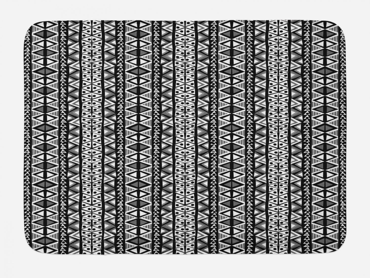 Retro Bath Mat, Ethnic Boho Aztec Pattern in Black and White with ...