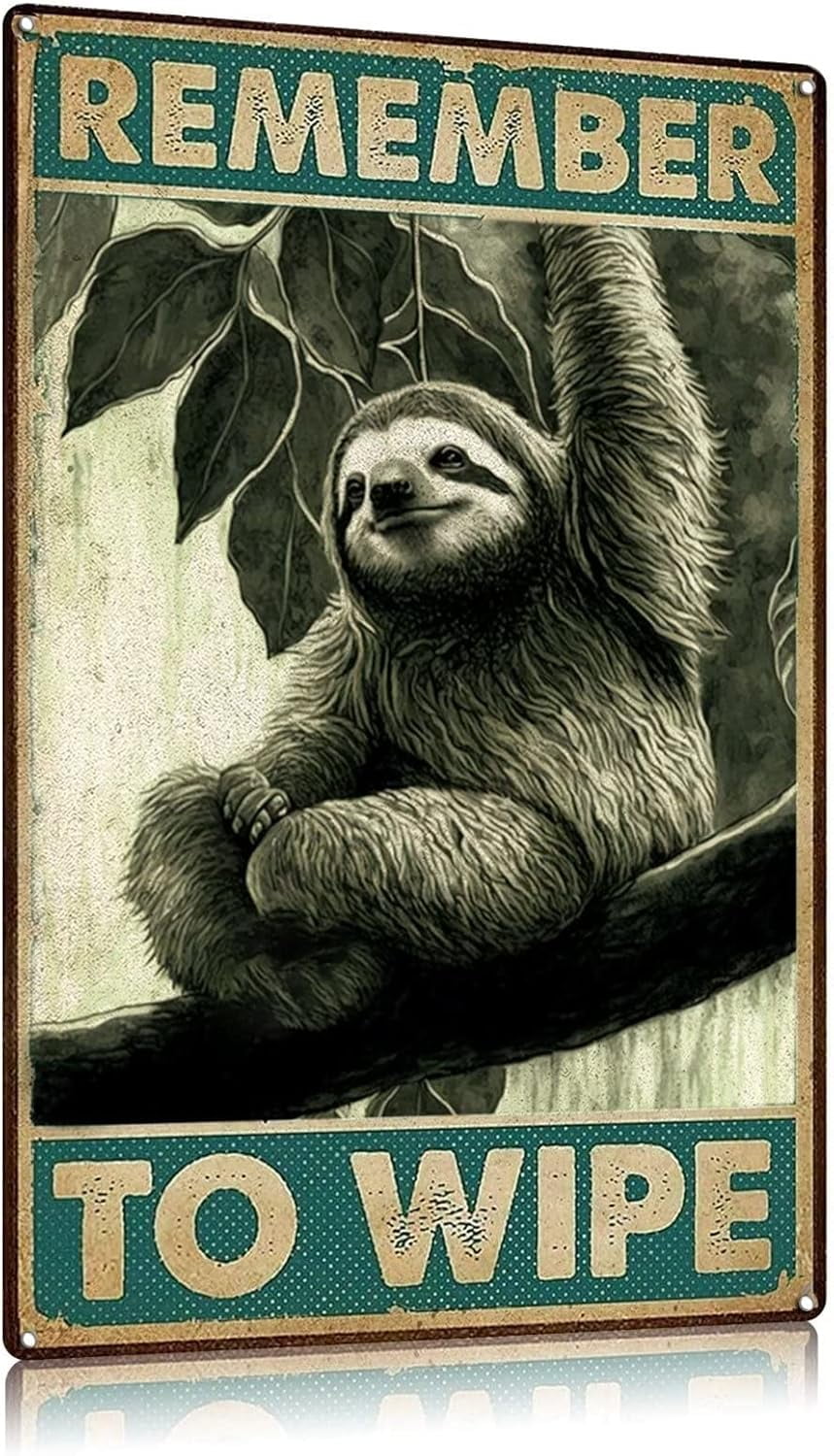 Retro Bathroom Metal Sign Wall Decor,Remember To Wipe 2 Metal Tin Sign ...