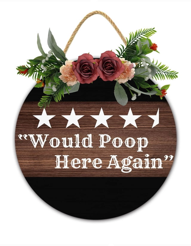 Retro Bathroom Sign Gift Rustic Farmhouse Would Poop Here Again Wooden ...