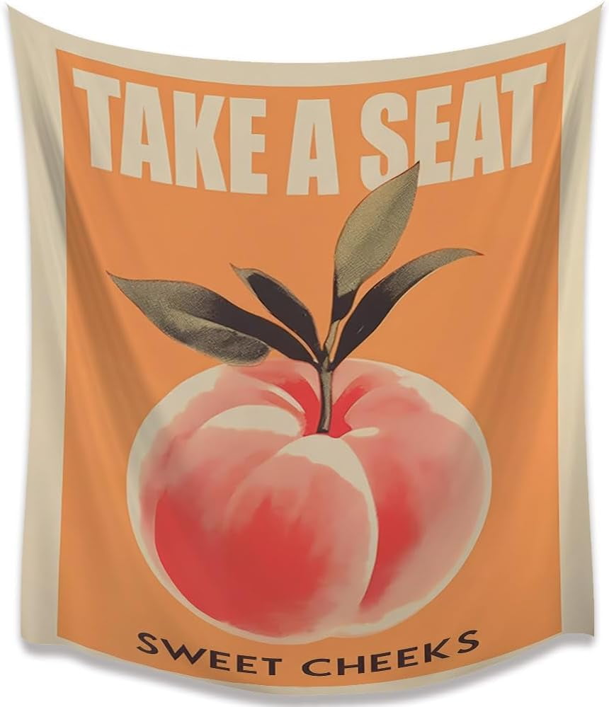 Retro Bathroom Wall Art Tapestry “Take a Seat Sweet Cheeks” Fabric ...