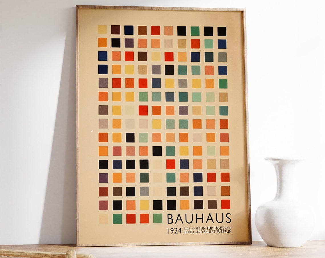 Retro Bauhaus Poster, Modernist Wall Art, Geometric Bauhaus Print ...