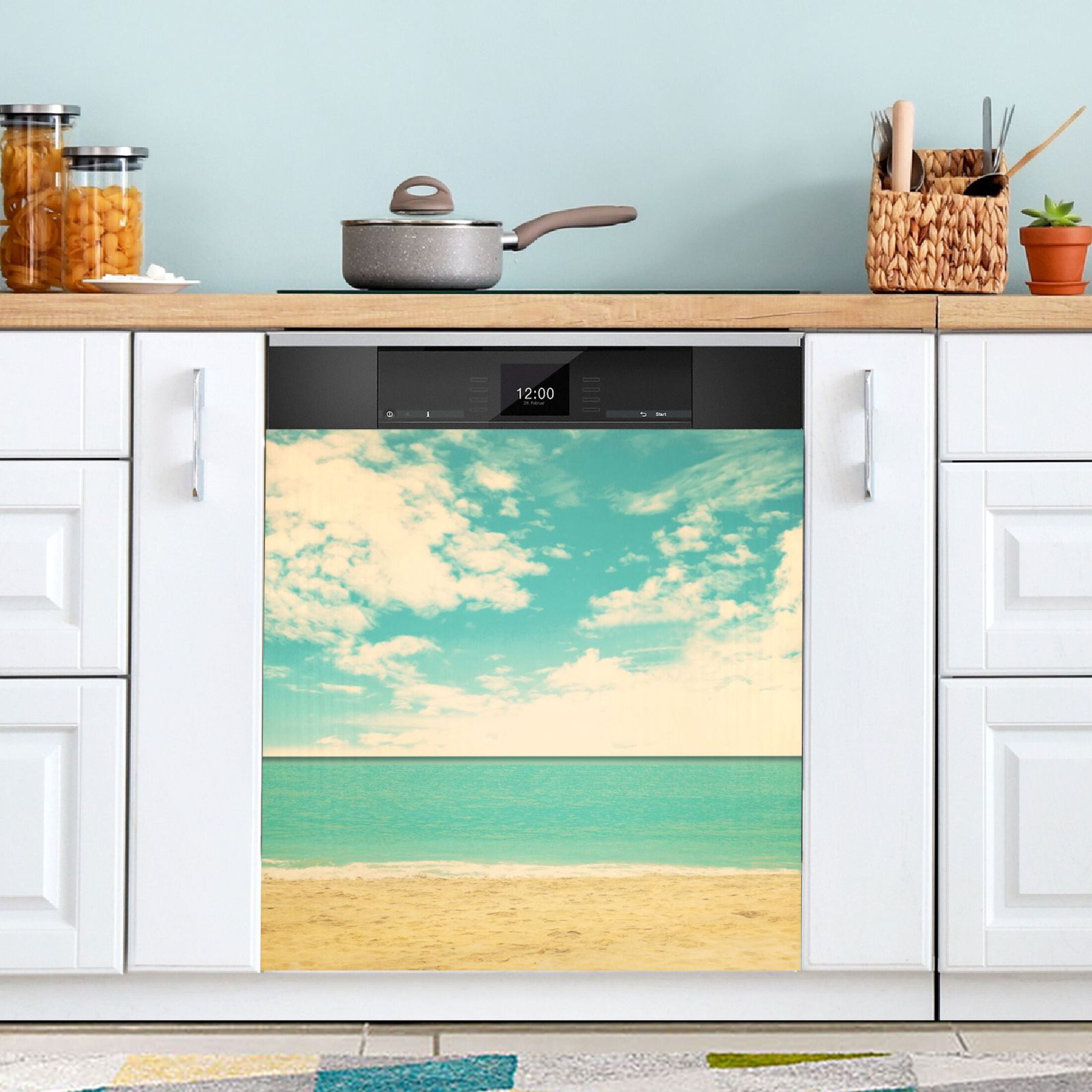 Retro Beach Magnetic Dishwasher Cover Magnet Refrigerator Dishwashers ...