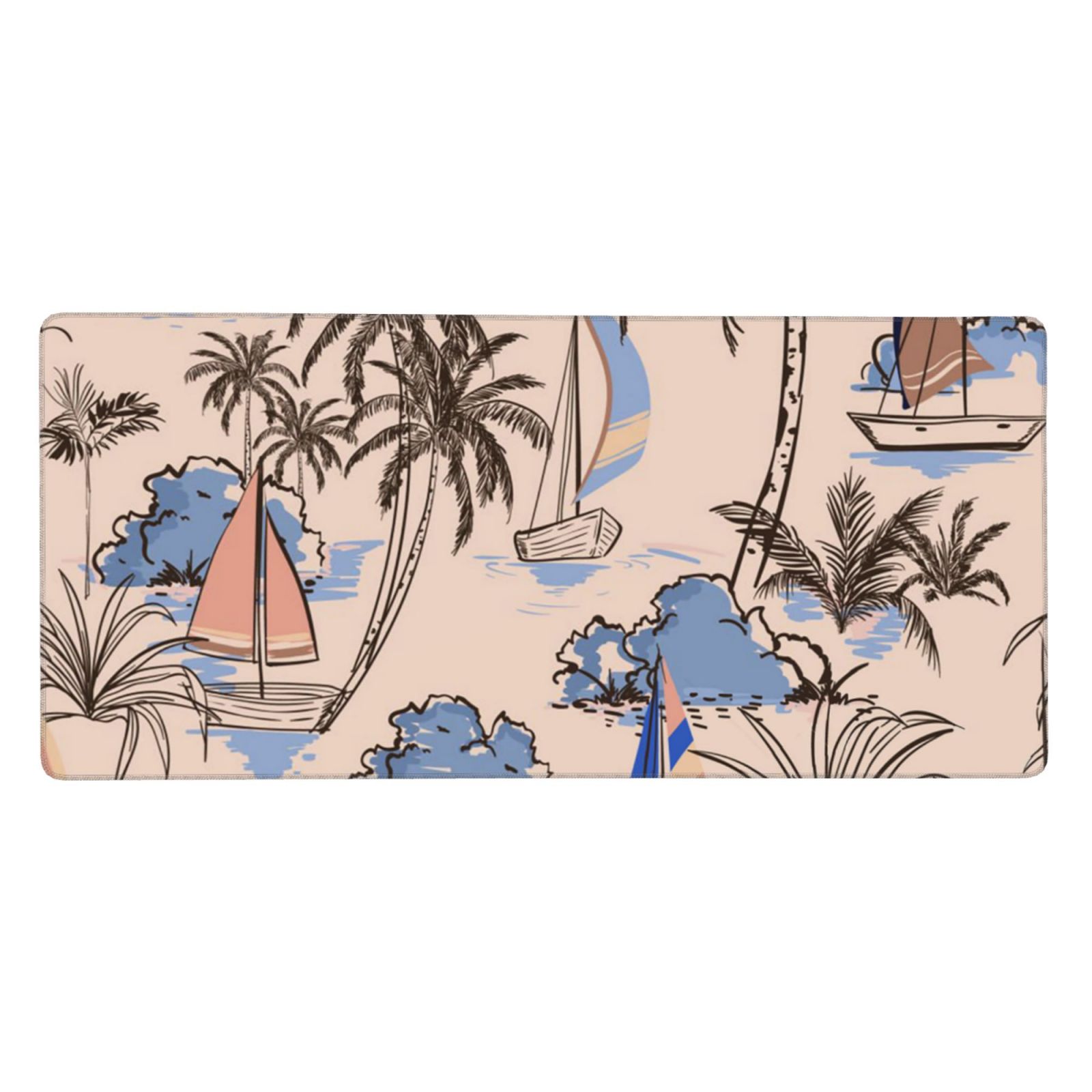Retro Beautiful Boats Palm Trees Mousepad Large Mouse Pad Desk Pad ...