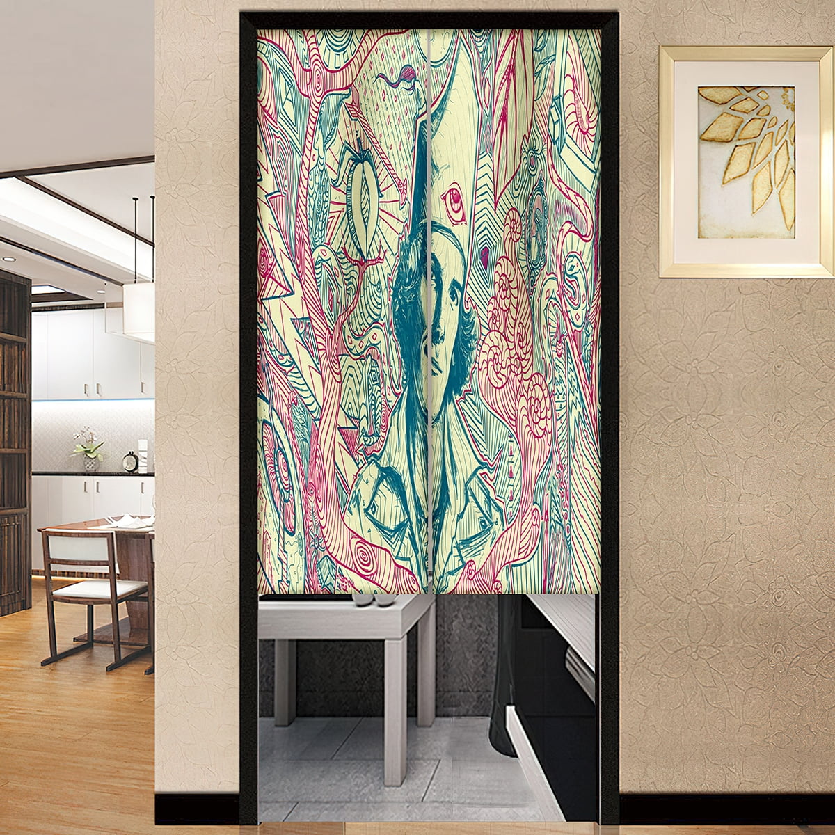 Retro Beauty Woman Print Doorway Curtains Hotel Room Offices Partition ...