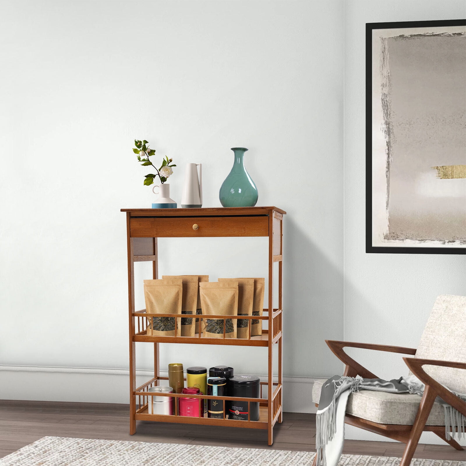 Retro Bedside End Table 3-Tier Design Living Rooms Bedrooms Offices ...