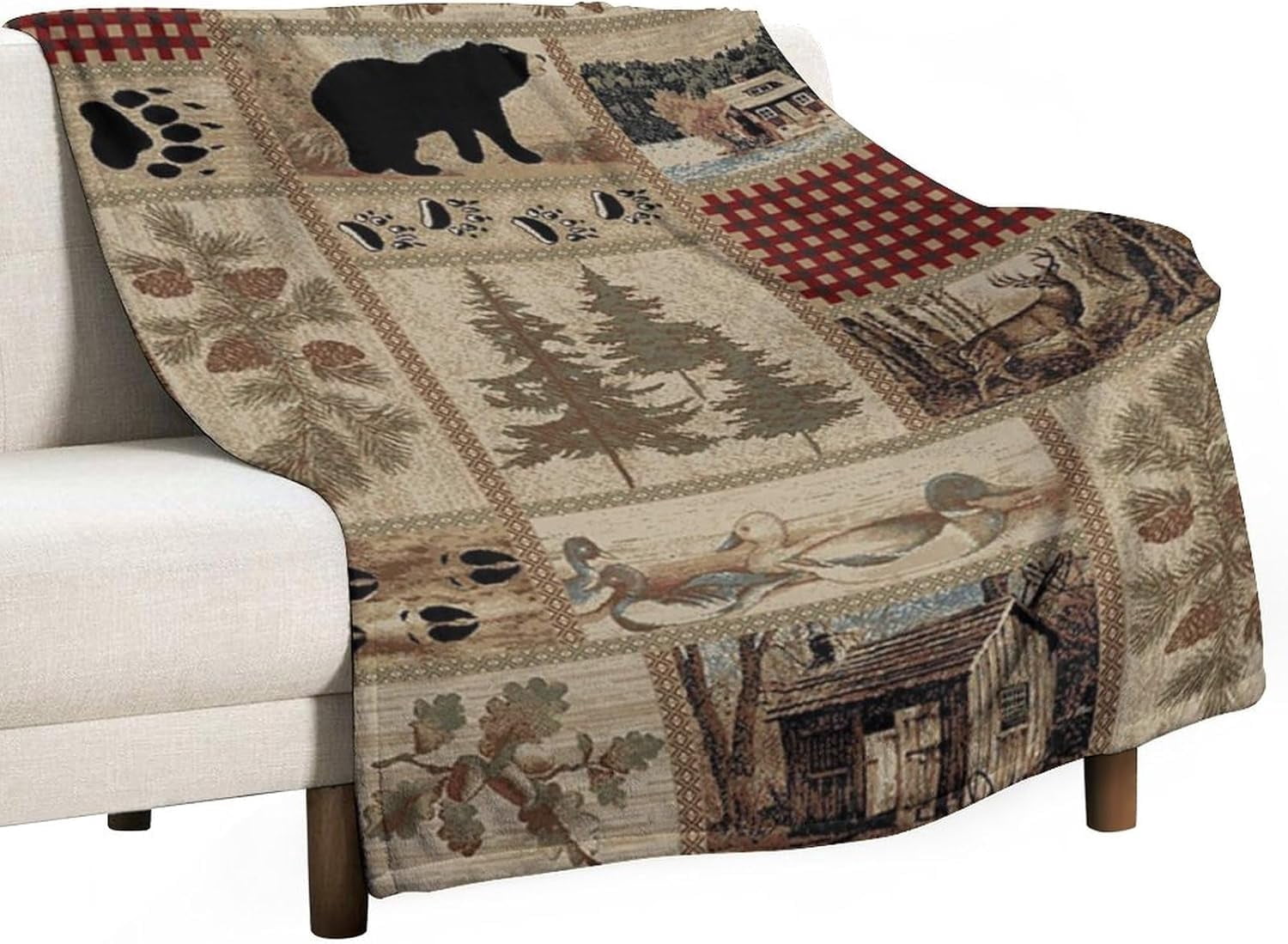 Retro Beer Deer Flannel Blankets, Vintage Cottage Country Style Rustic ...