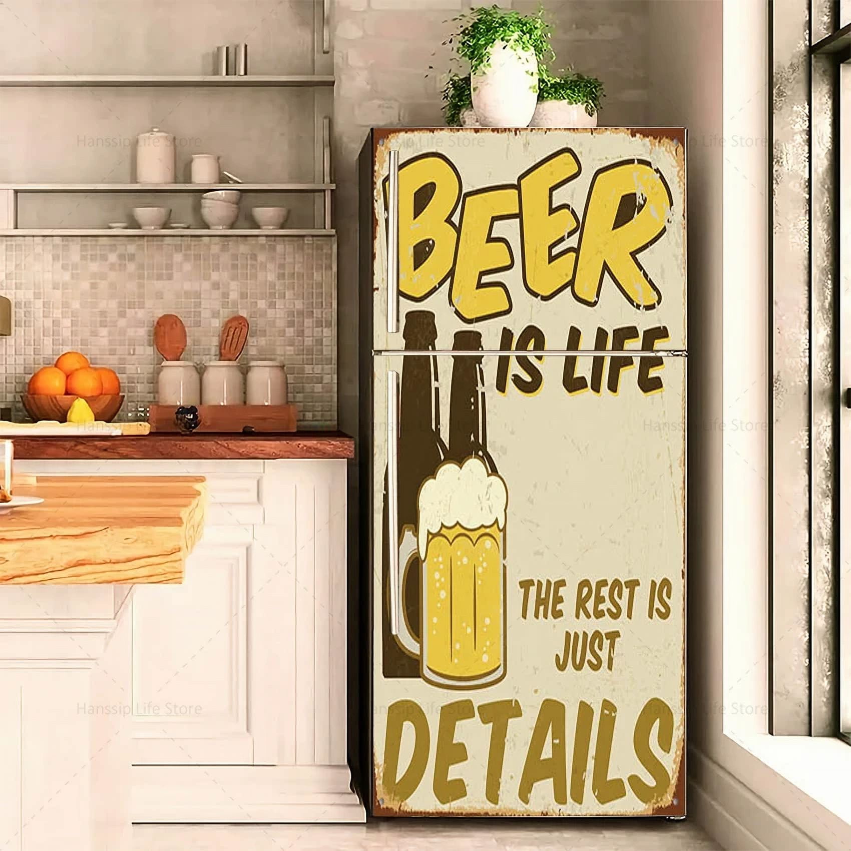 Retro Beer Design Poster Refrigerator Door Wrap Sticker Waterproof PVC ...