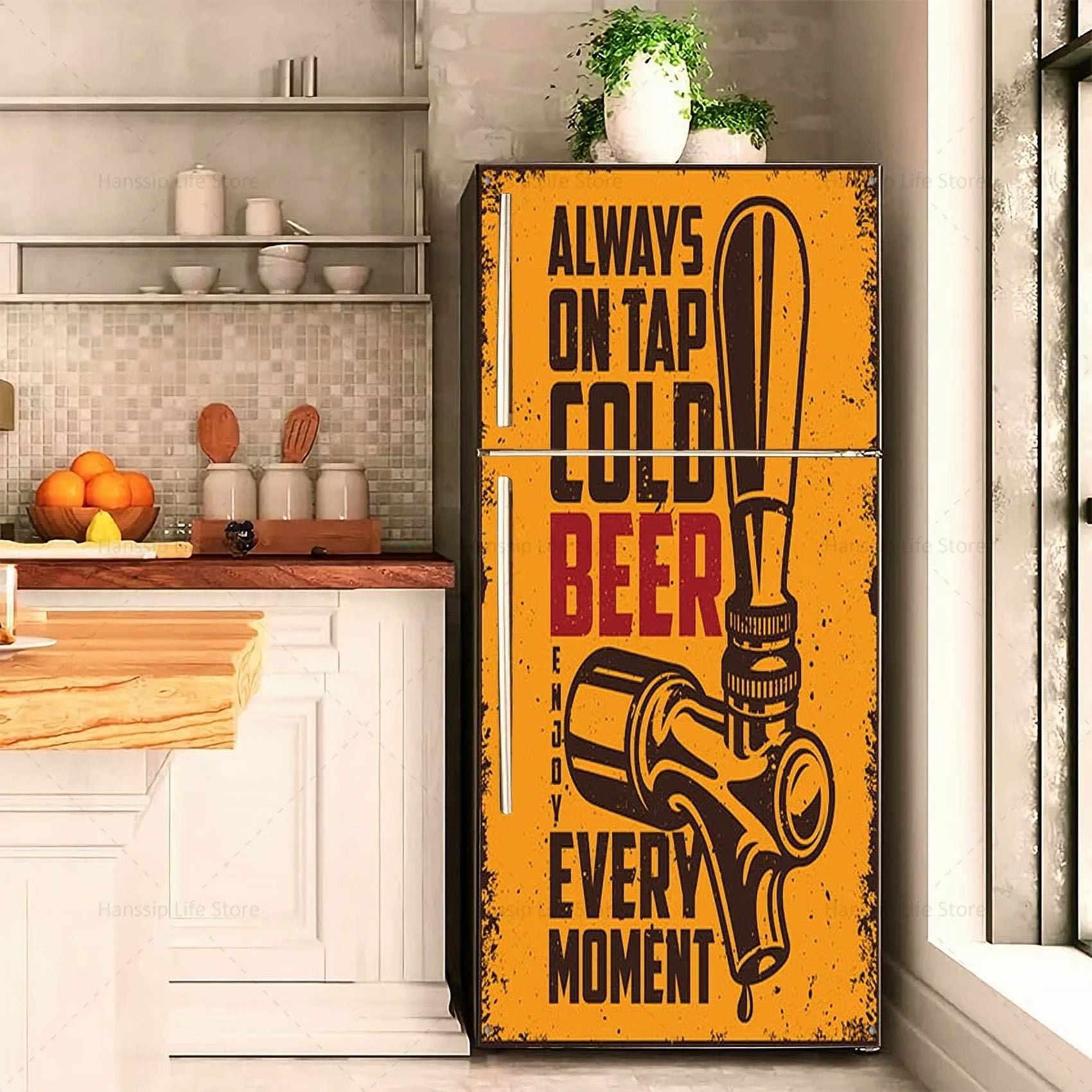 Retro Beer Design Poster Refrigerator Door Wrap Sticker Waterproof PVC ...