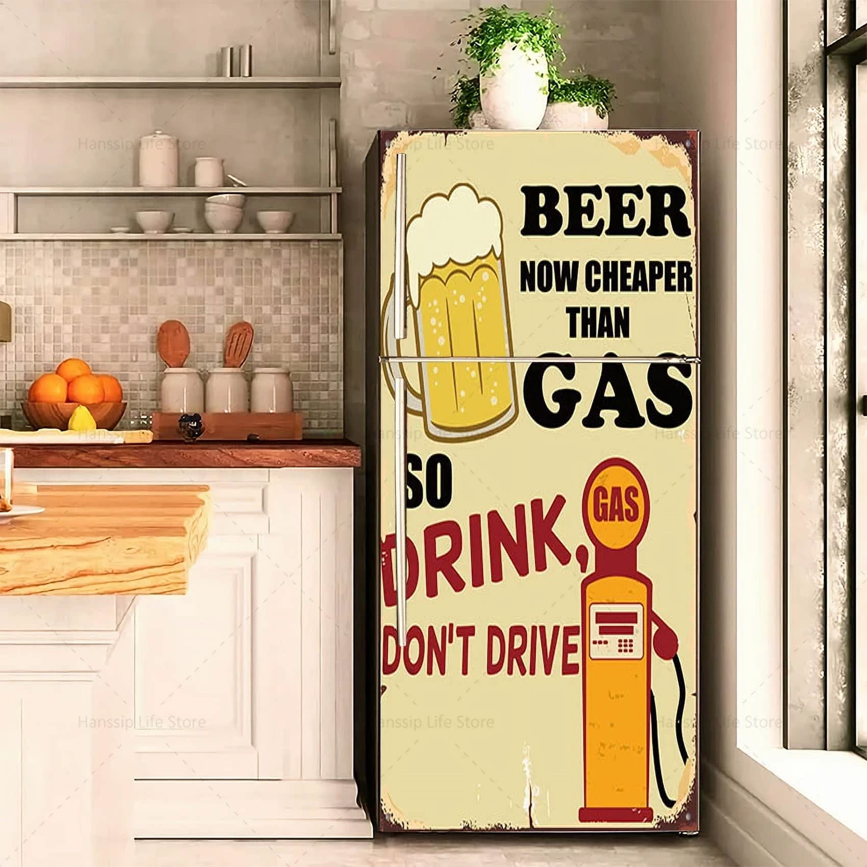 Retro Beer Design Poster Refrigerator Door Wrap Sticker Waterproof PVC ...