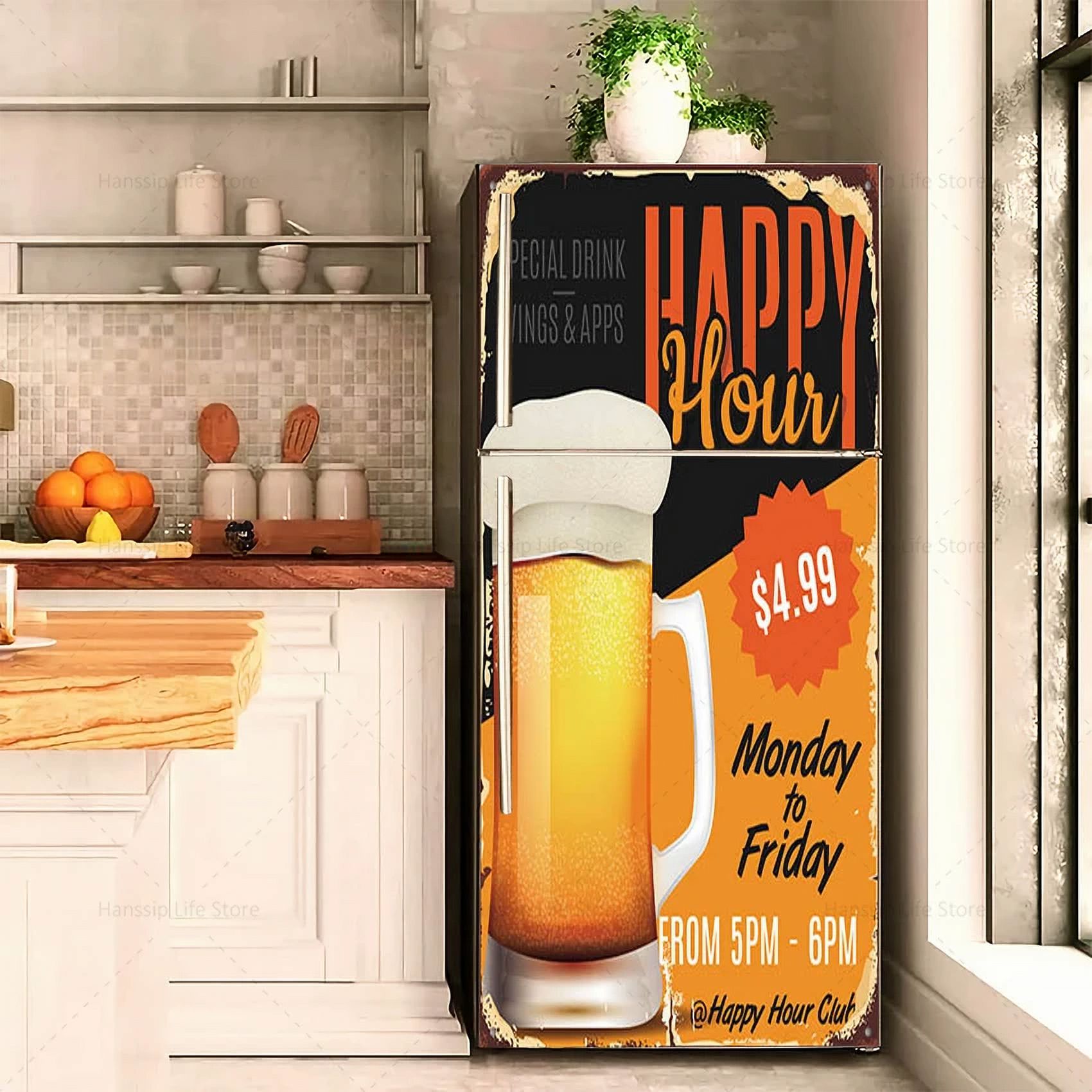 Retro Beer Design Poster Refrigerator Door Wrap Sticker Waterproof PVC ...